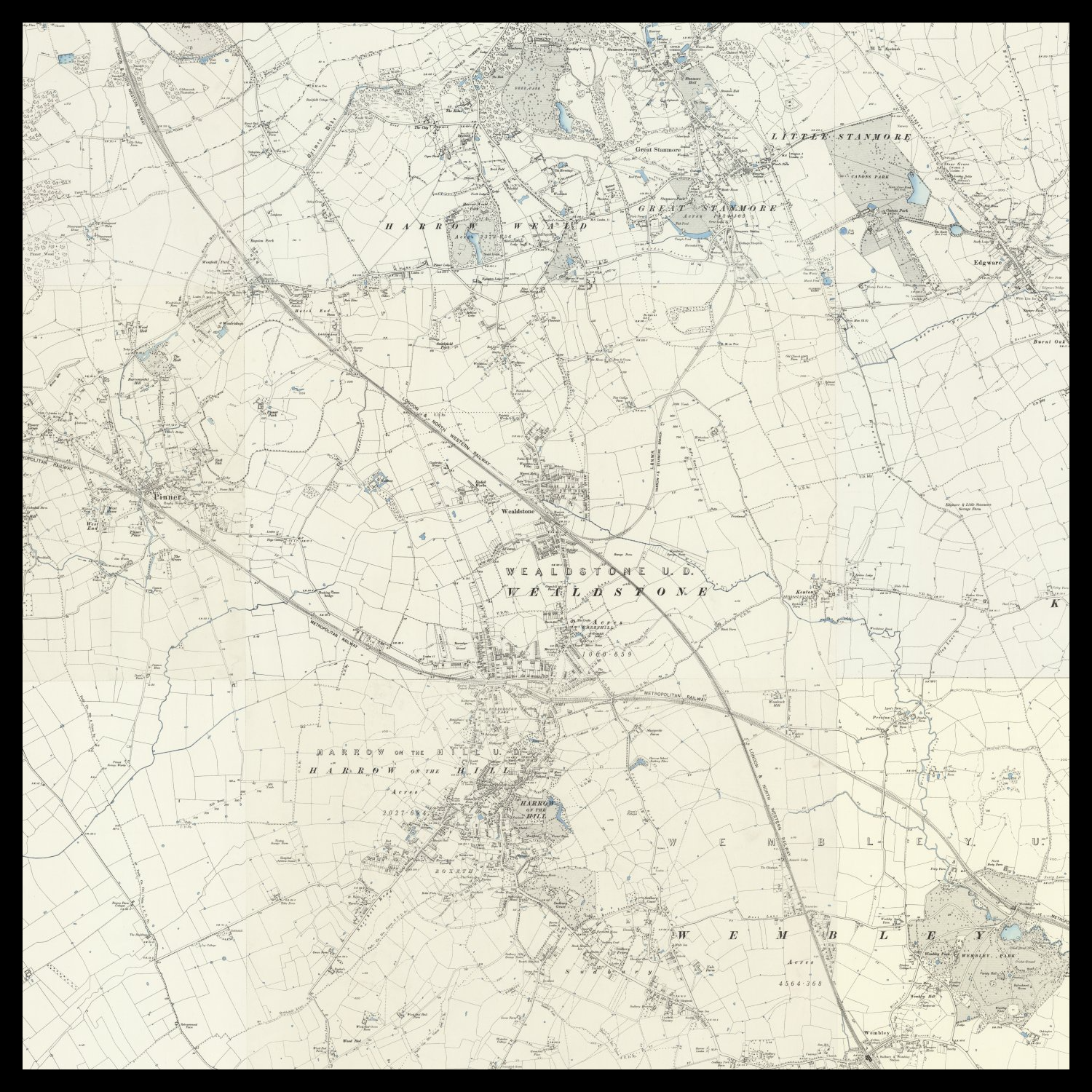 Personalised Old Map of Harrow – The Unique Maps Co.