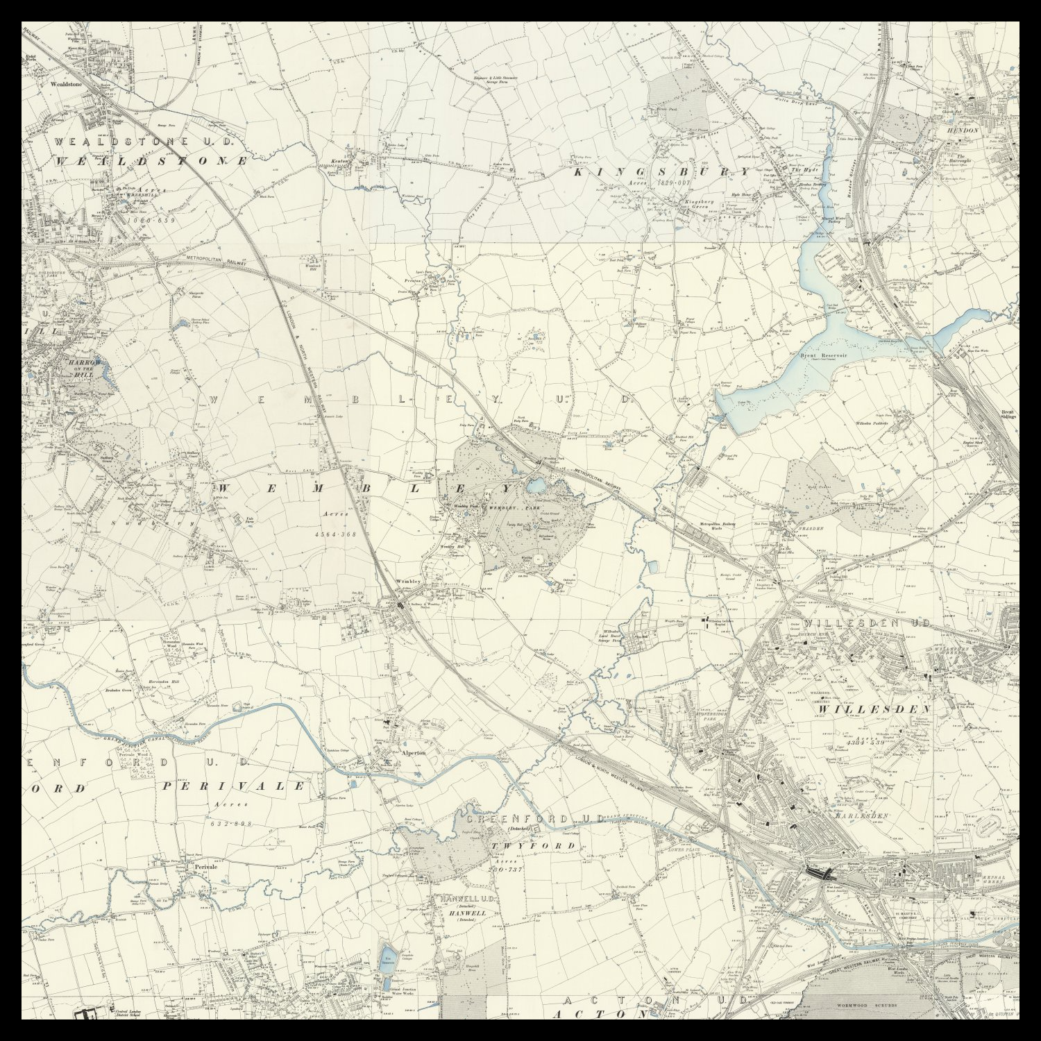 Personalised Old Map of Brent – The Unique Maps Co.