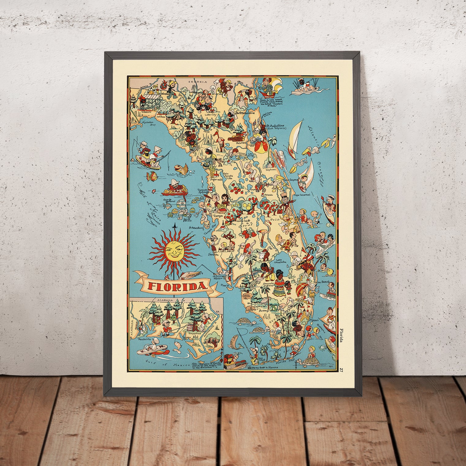 Pictorial Map of Florida by Ruth Taylor White, 1935: Everglades, Miami ...