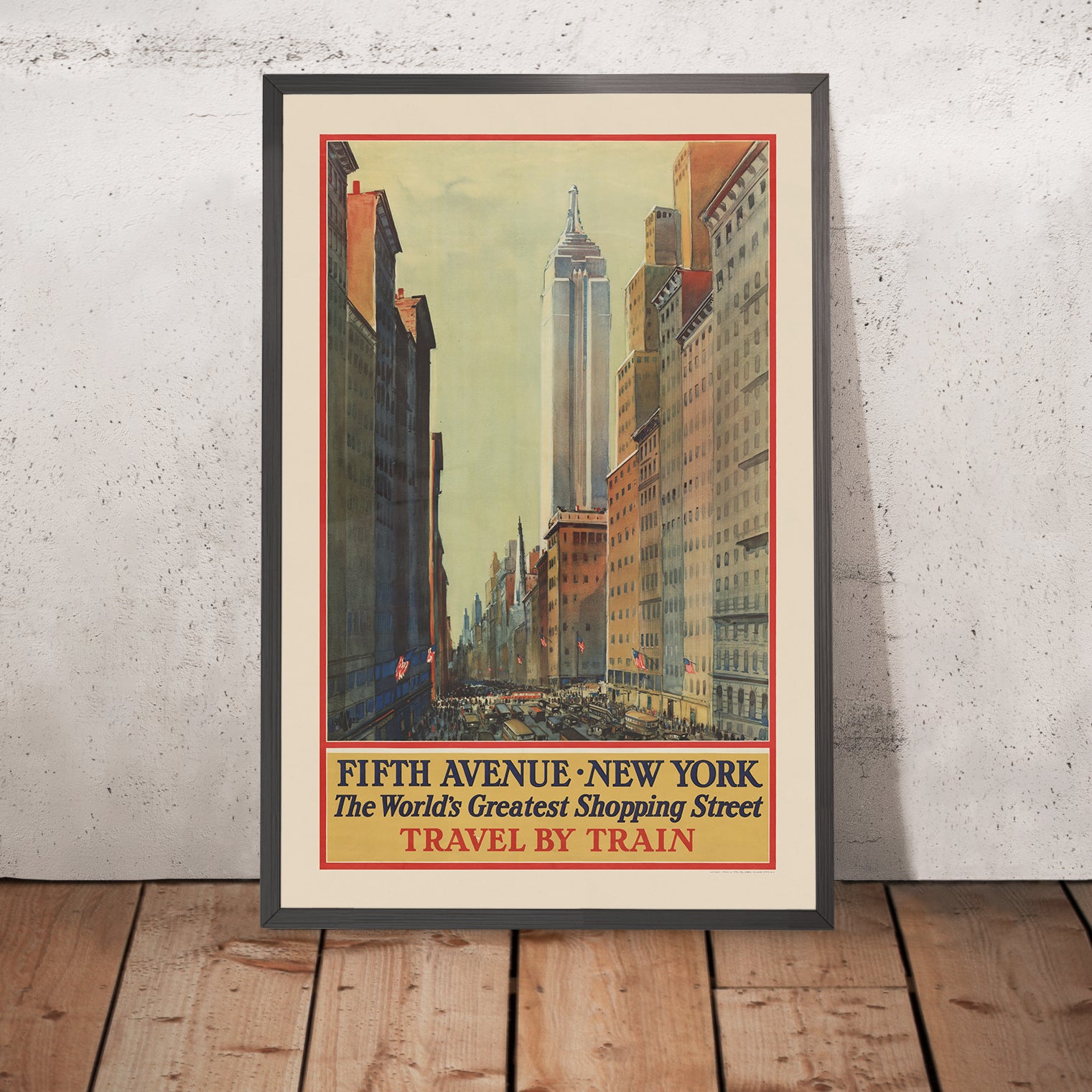New York City Travel Poster: Fifth Avenue – Travel by Train, 1932 – The ...