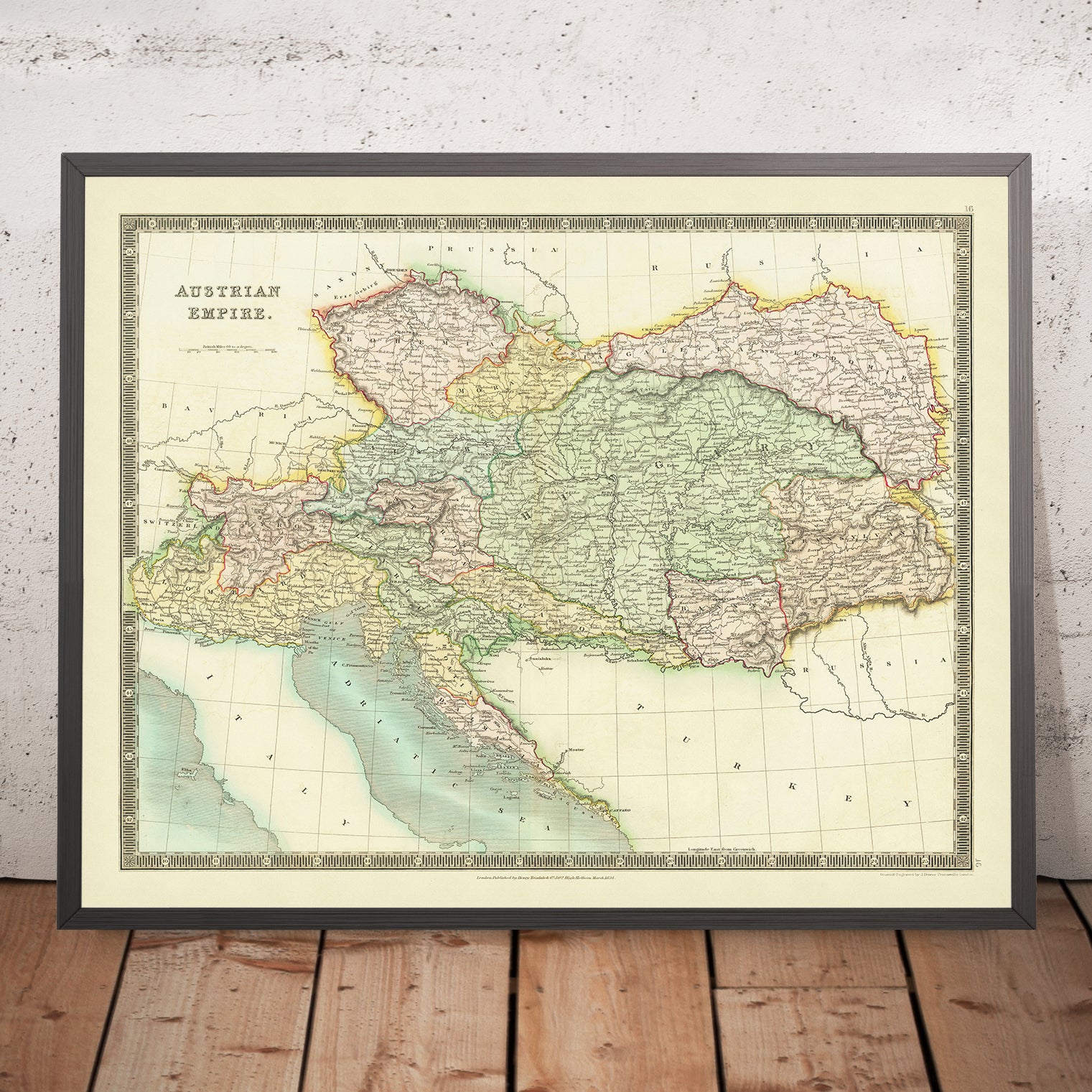 Old Map of the Austrian Empire by Teesdale, 1834: Bohemia, Galicia, Sl ...