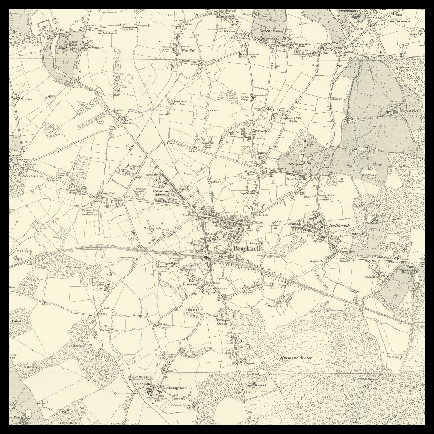 Personalised Old Map of Bracknell – The Unique Maps Co.