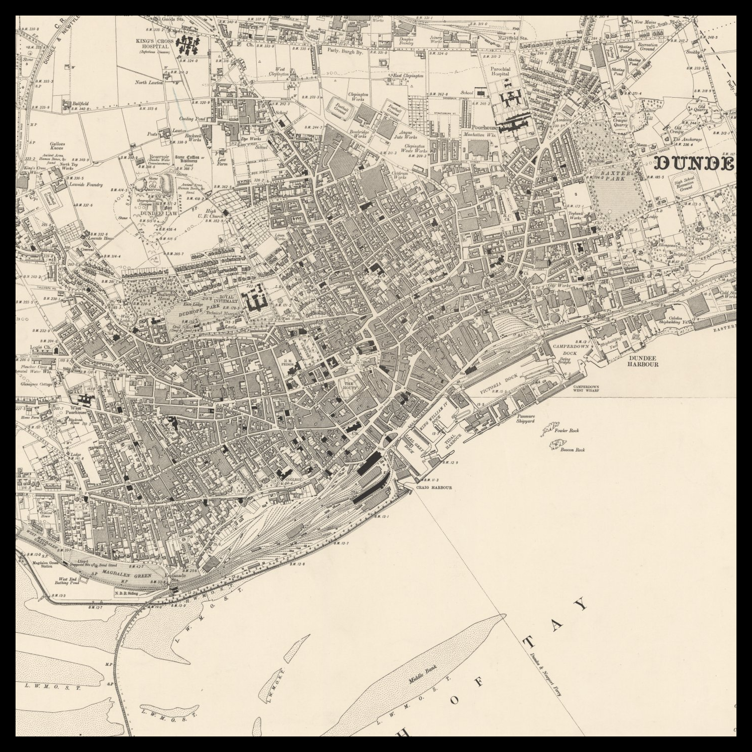 Personalised Old Map of Dundee – The Unique Maps Co.