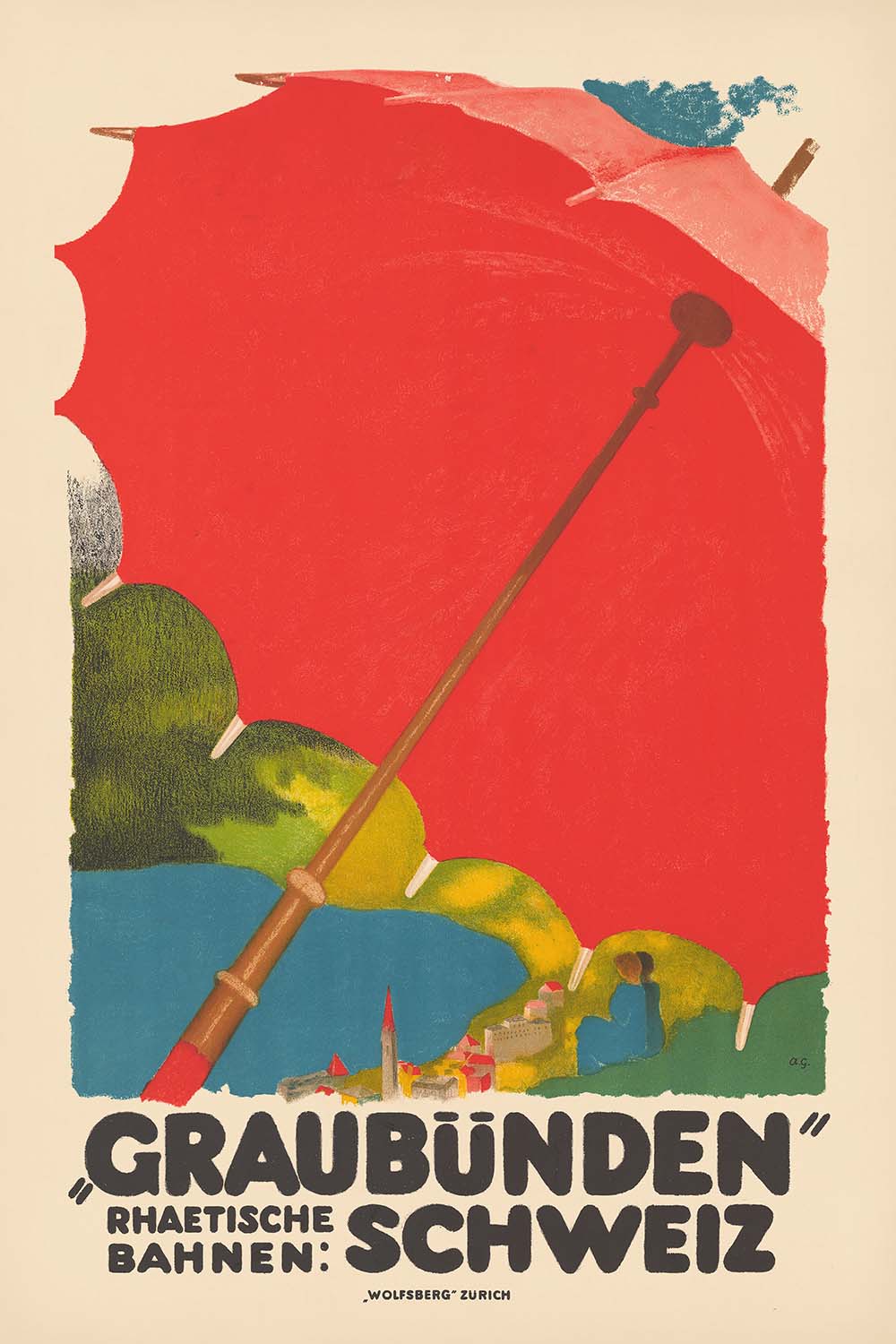 Graubünden Travel Poster: Rhätische Bahnen by Augusto Giacometti, 1924 ...