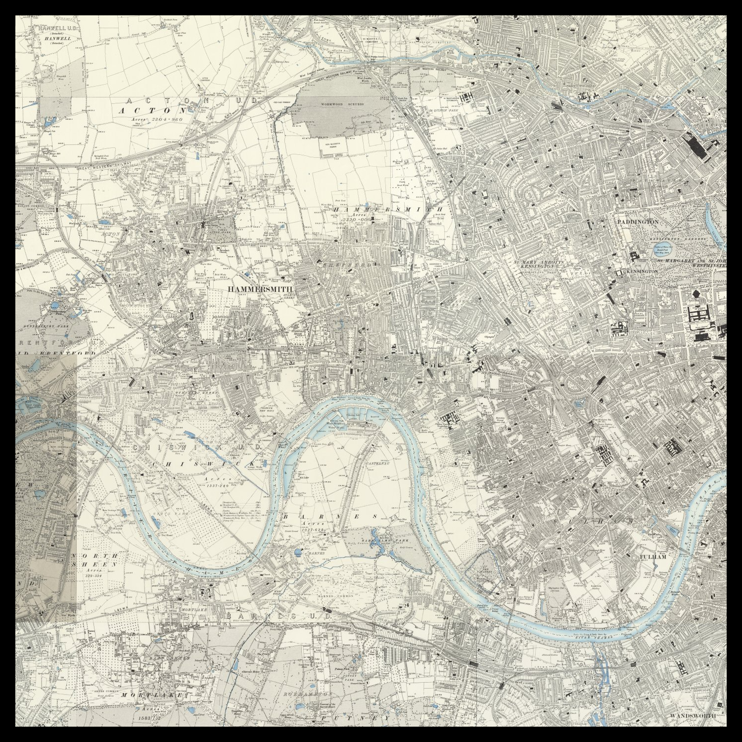 Personalised Old Map of Hammersmith and Fulham – The Unique Maps Co.