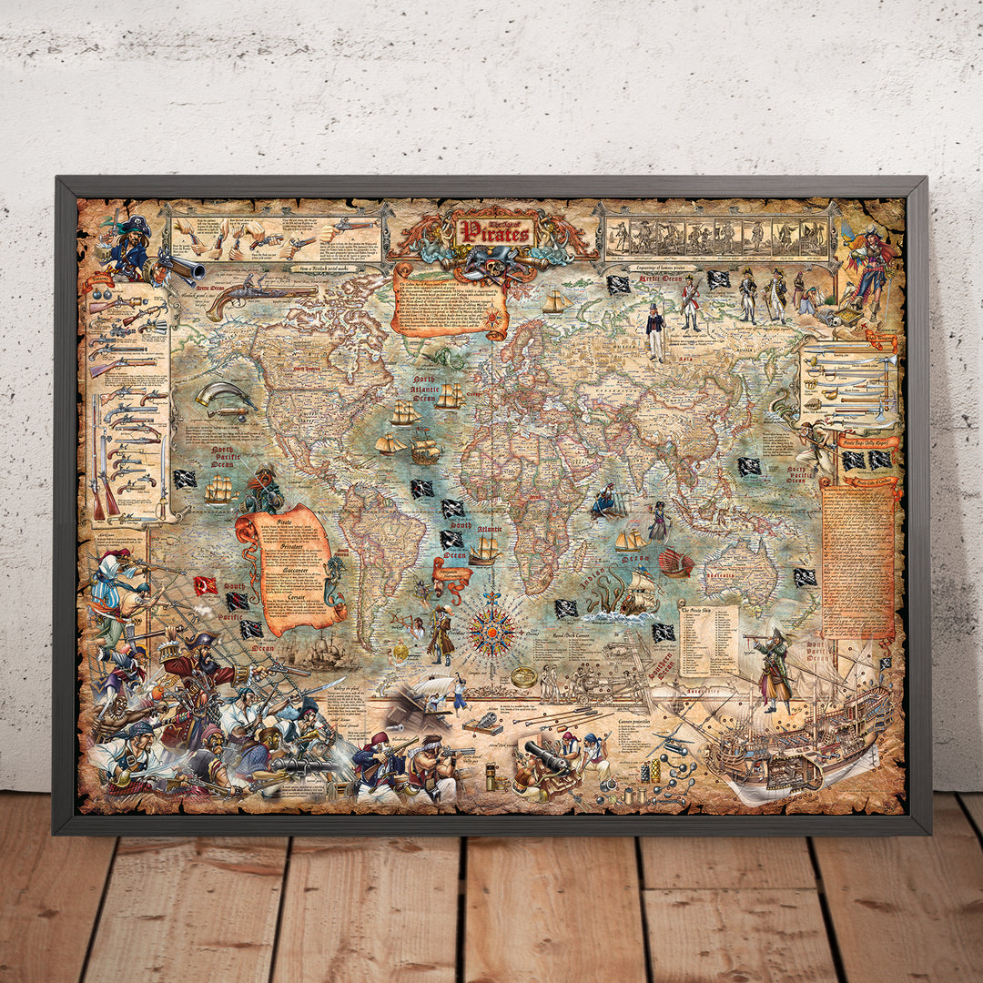 Old Pirate World Map by Ray&Co, 2025: Pirate Ships, Weapons, History ...
