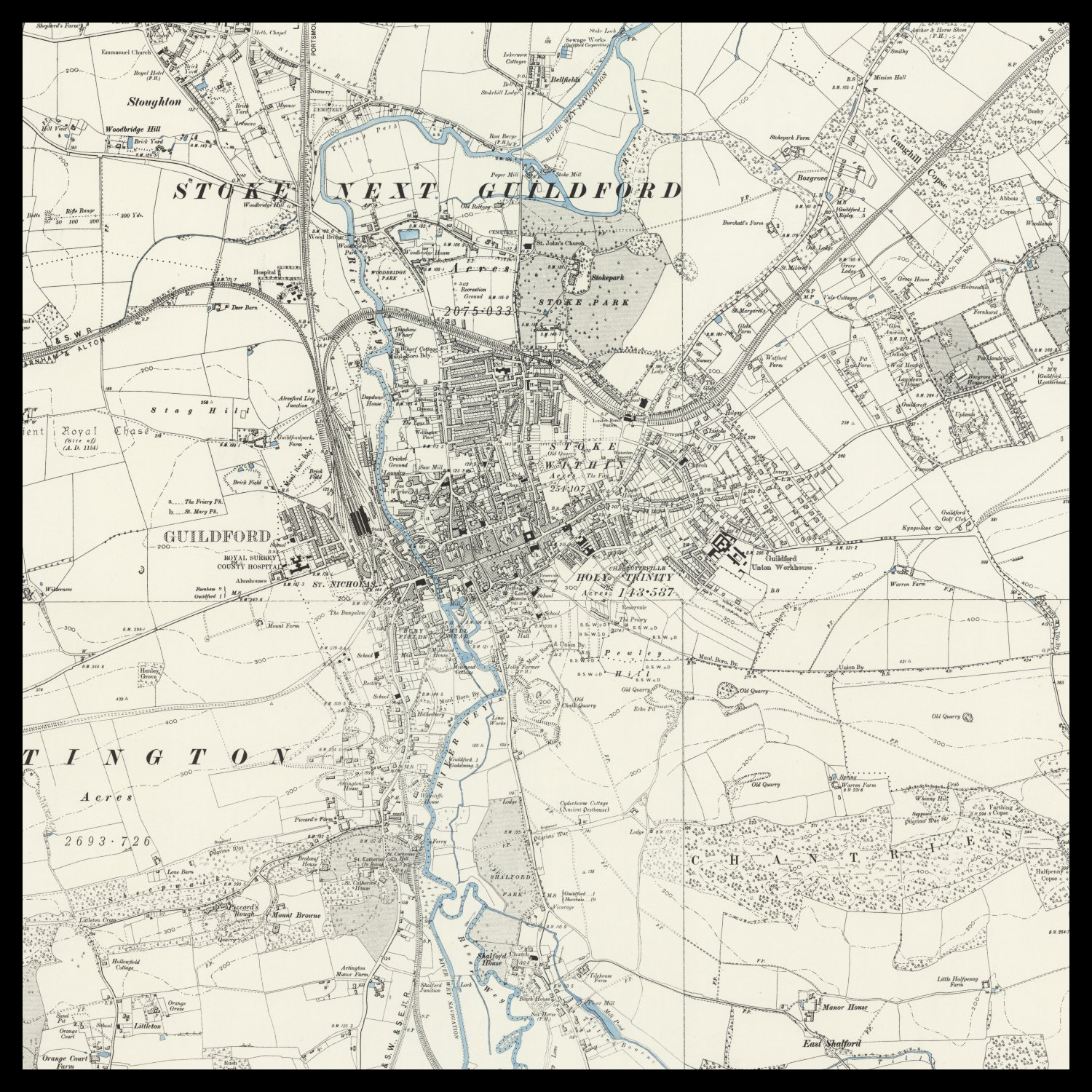 Personalised Old Map of Guildford – The Unique Maps Co.