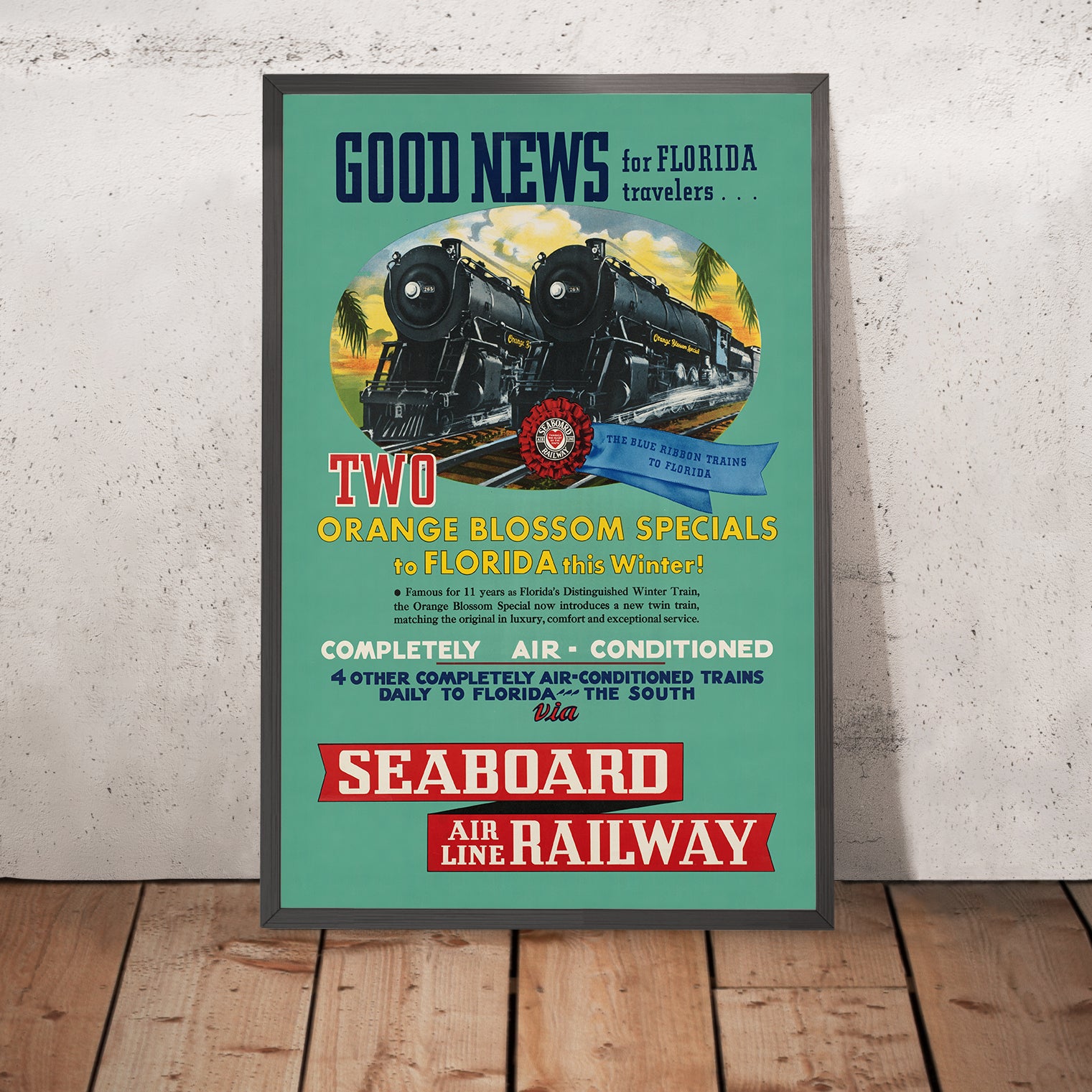 Florida Travel Poster: Two Orange Blossom Specials by Seaboard Air Lin ...