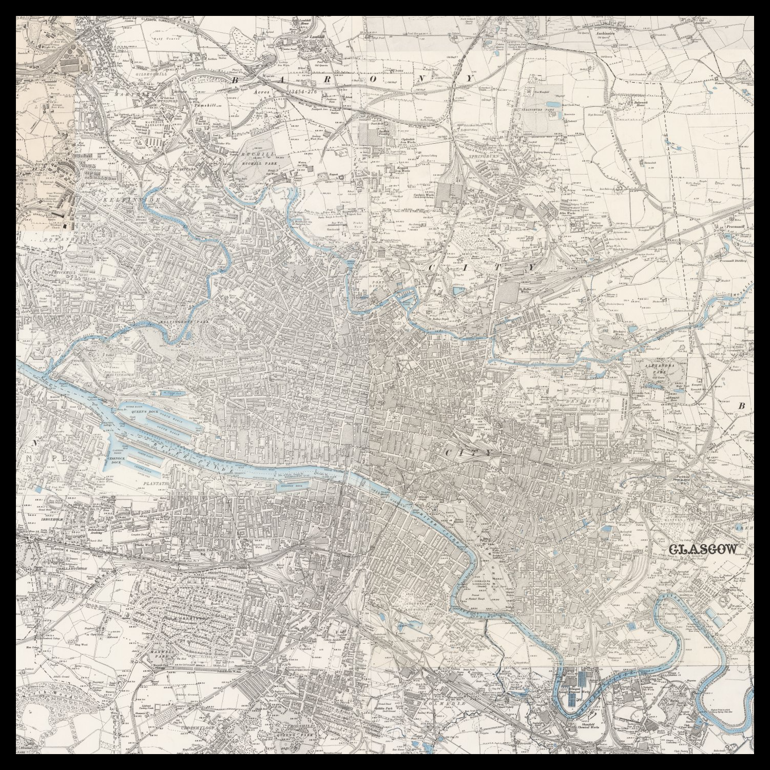 Personalised Old Map of Glasgow – The Unique Maps Co.