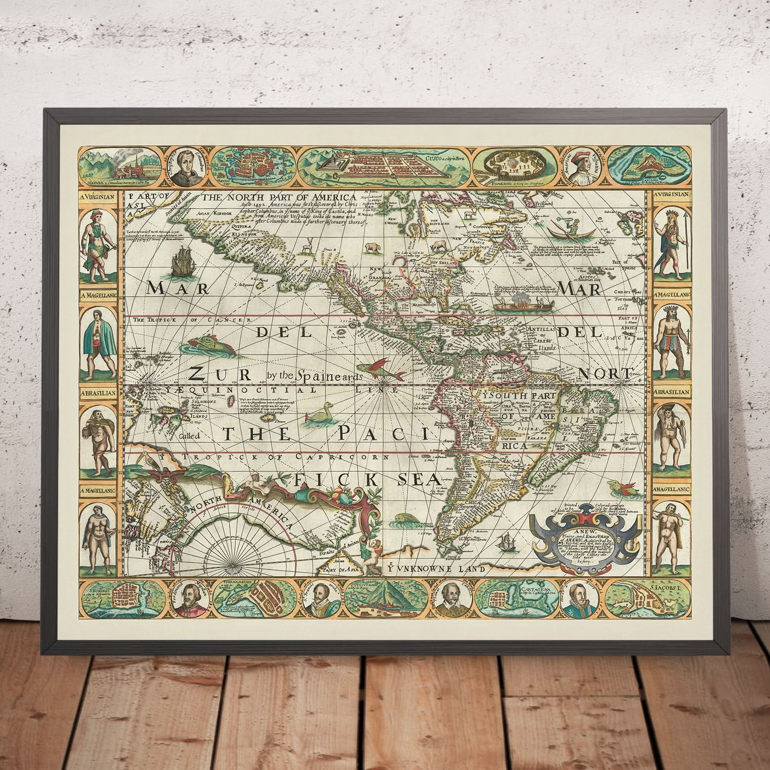 Old Map of America by Walton, 1658: California as Island, Mythical Str ...