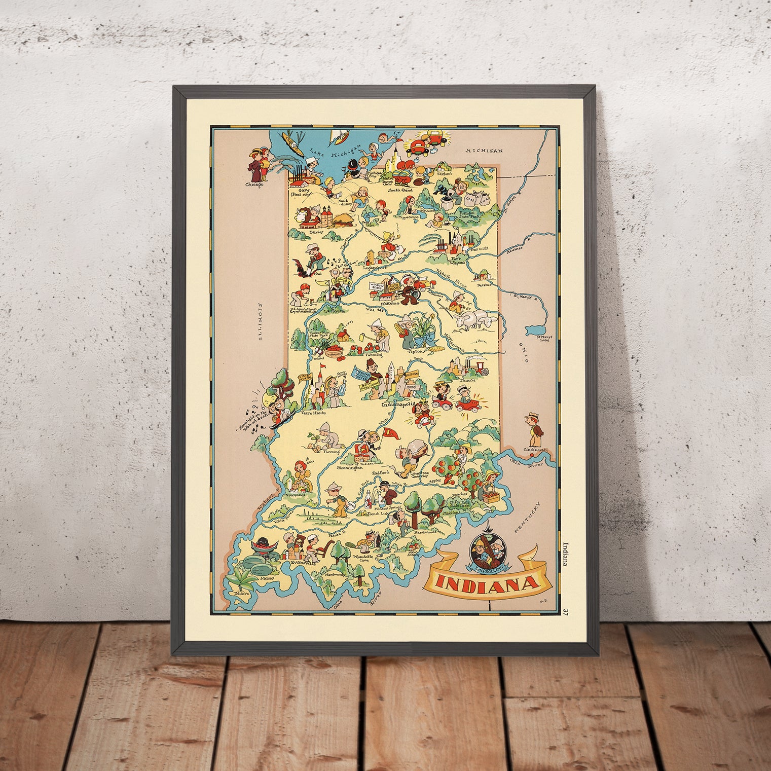 Pictorial Map of Indiana by Ruth Taylor White, 1935: Indianapolis, For ...