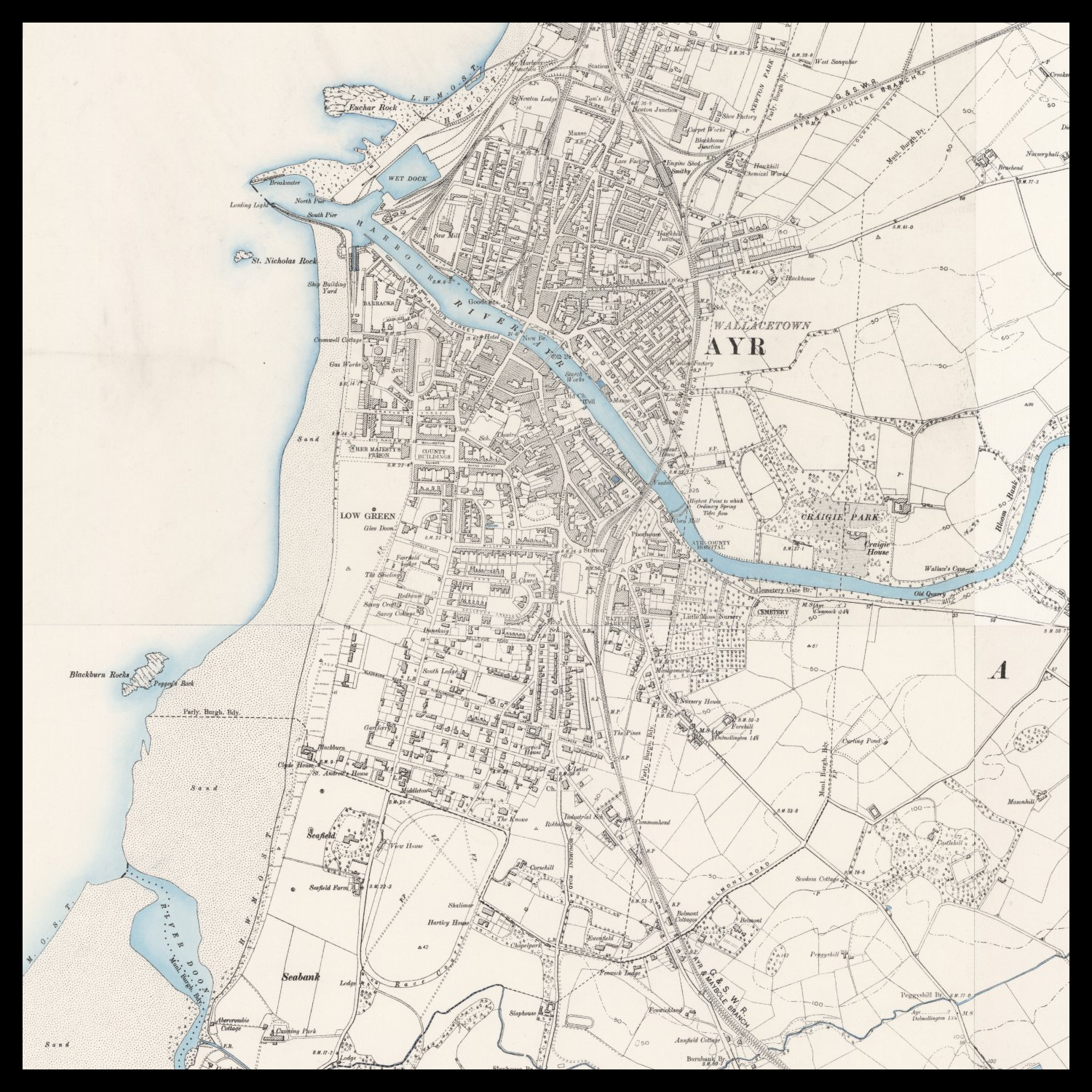 Personalised Old Map of Ayr – The Unique Maps Co.