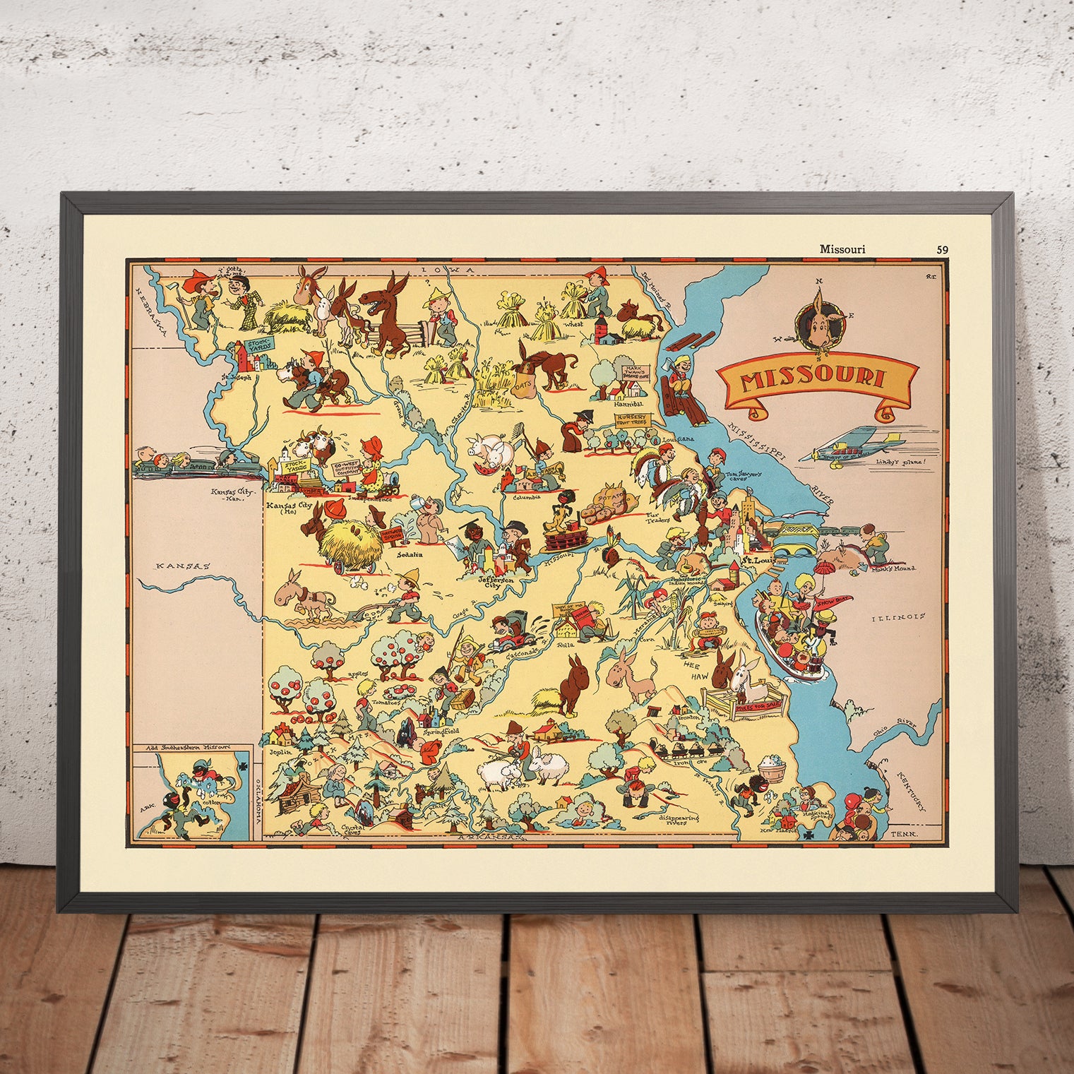 Pictorial Map of Missouri by Ruth Taylor White, 1935: St. Louis, Kansa ...