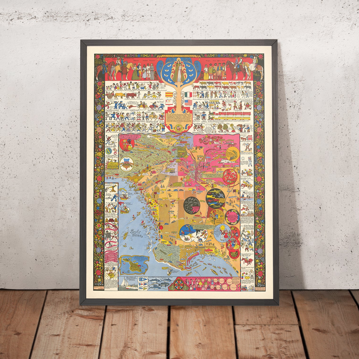 Old Pictorial Map of Los Angeles by Mora, 1942: Hollywood, Pasadena, S ...