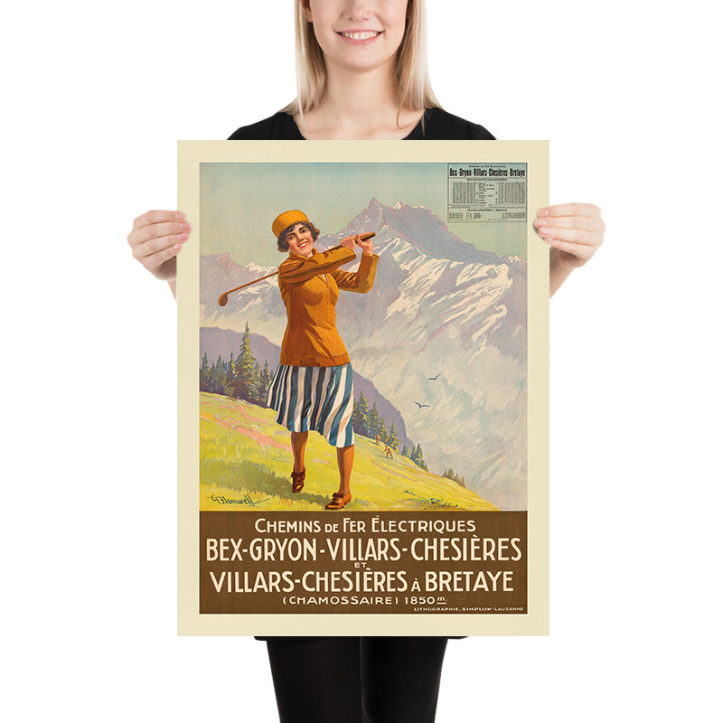 Villars Travel Poster: Chemins de fer électriques Bex–Gryon–Villars–Br ...