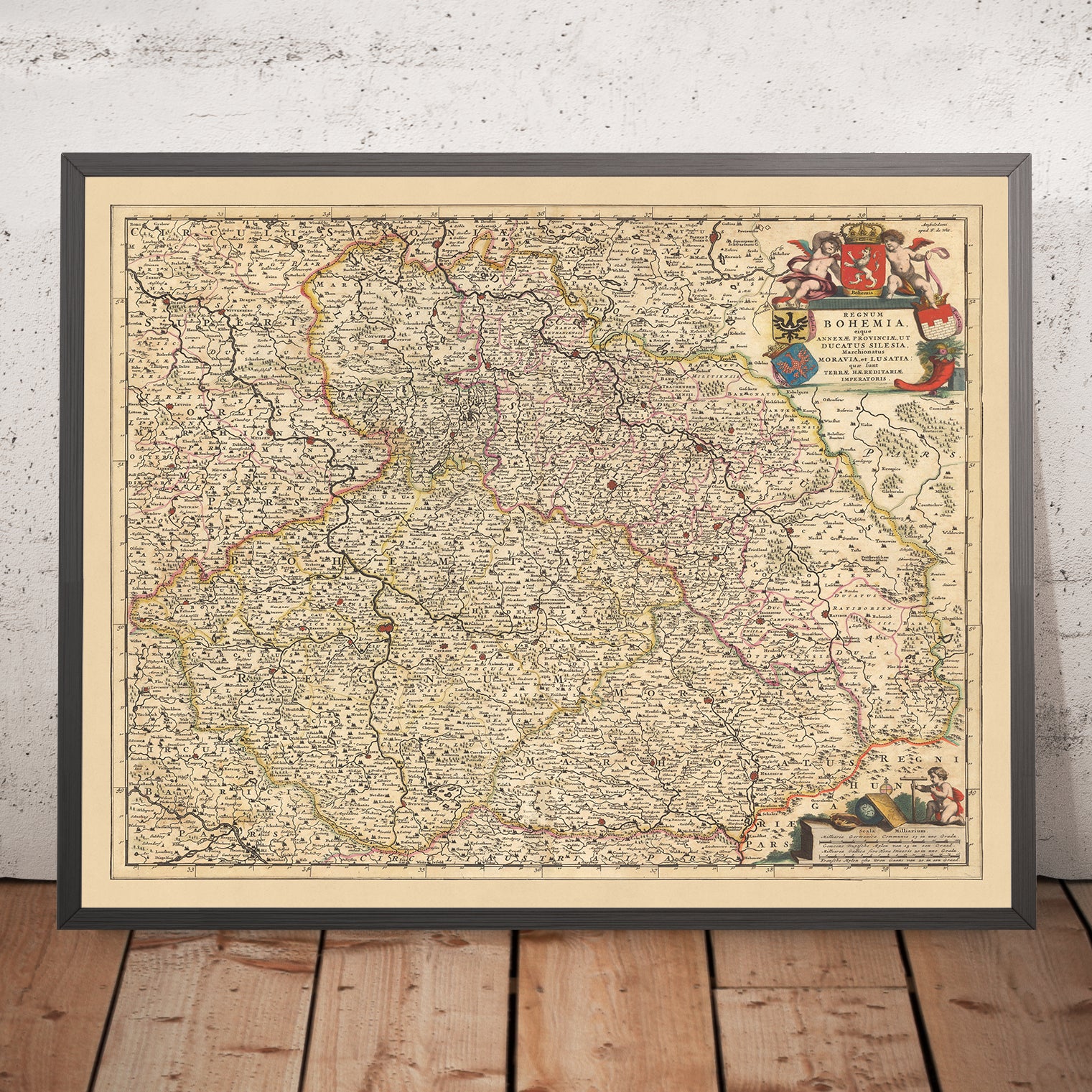 Old Map of Kingdom of Bohemia by Visscher, 1690: Prague, Brno, Ostrava ...