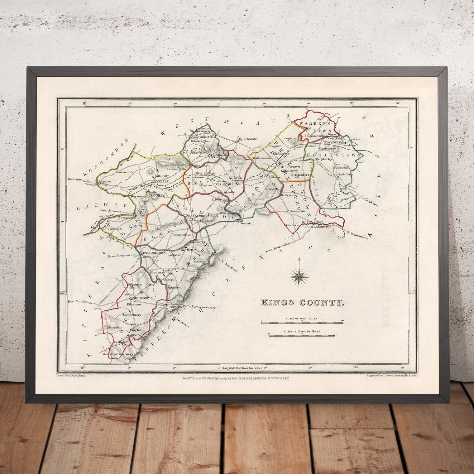 Old Map of County Offaly (King's) by Samuel Lewis, 1844: Tullamore ...