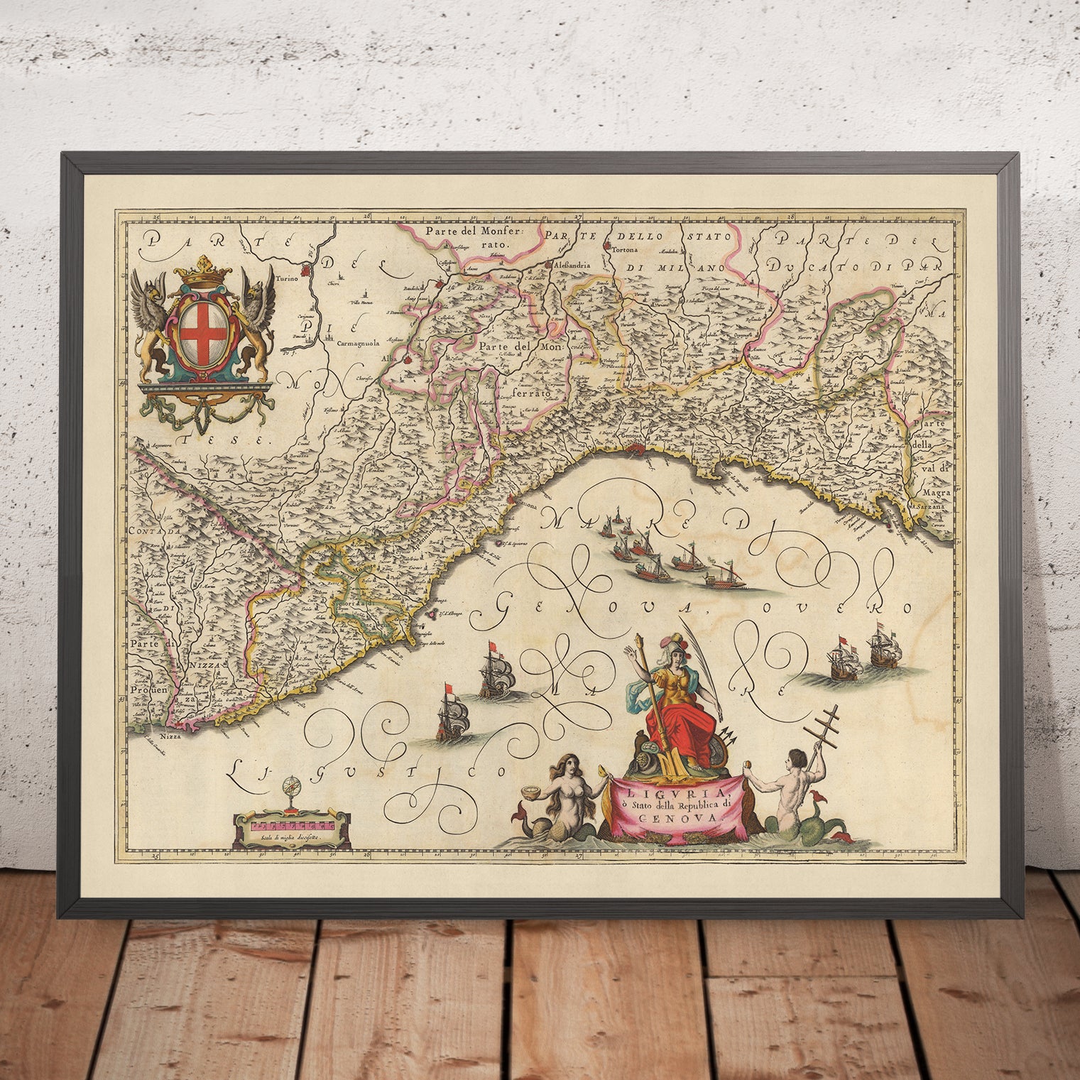 Old Map of Liguria & Republic of Genoa by Visscher, 1690: La Spezia, N ...
