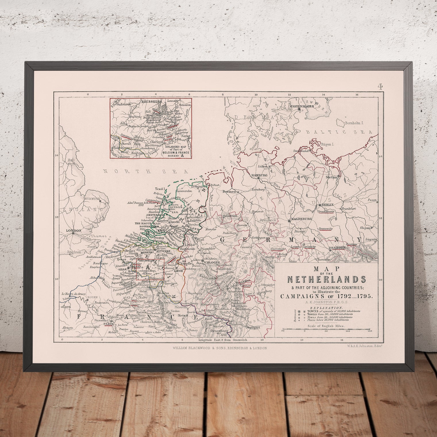 Old Map of Napoleon’s Campaigns in the Netherlands, 1792: Amsterdam, B ...