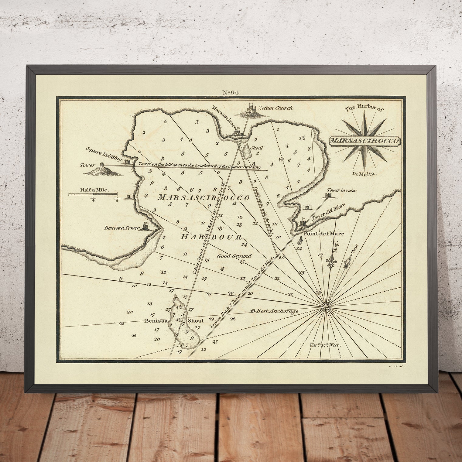 Old Marsaxlokk Harbor, Malta Nautical Chart by Heather, 1802: Marsasci ...