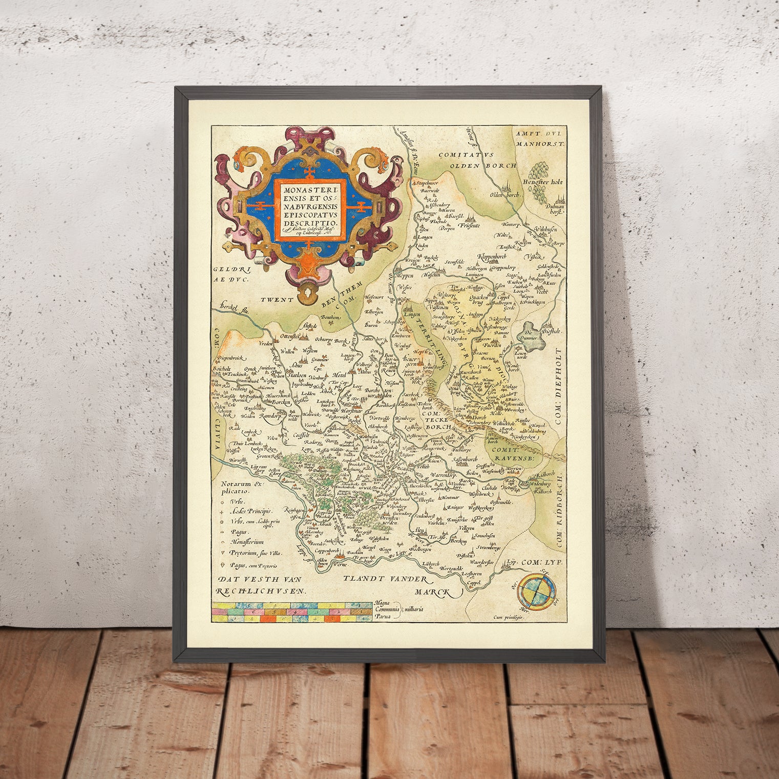 Old Map of North Rhine-Westphalia and Lower Saxony by Ortelius, 1587 ...