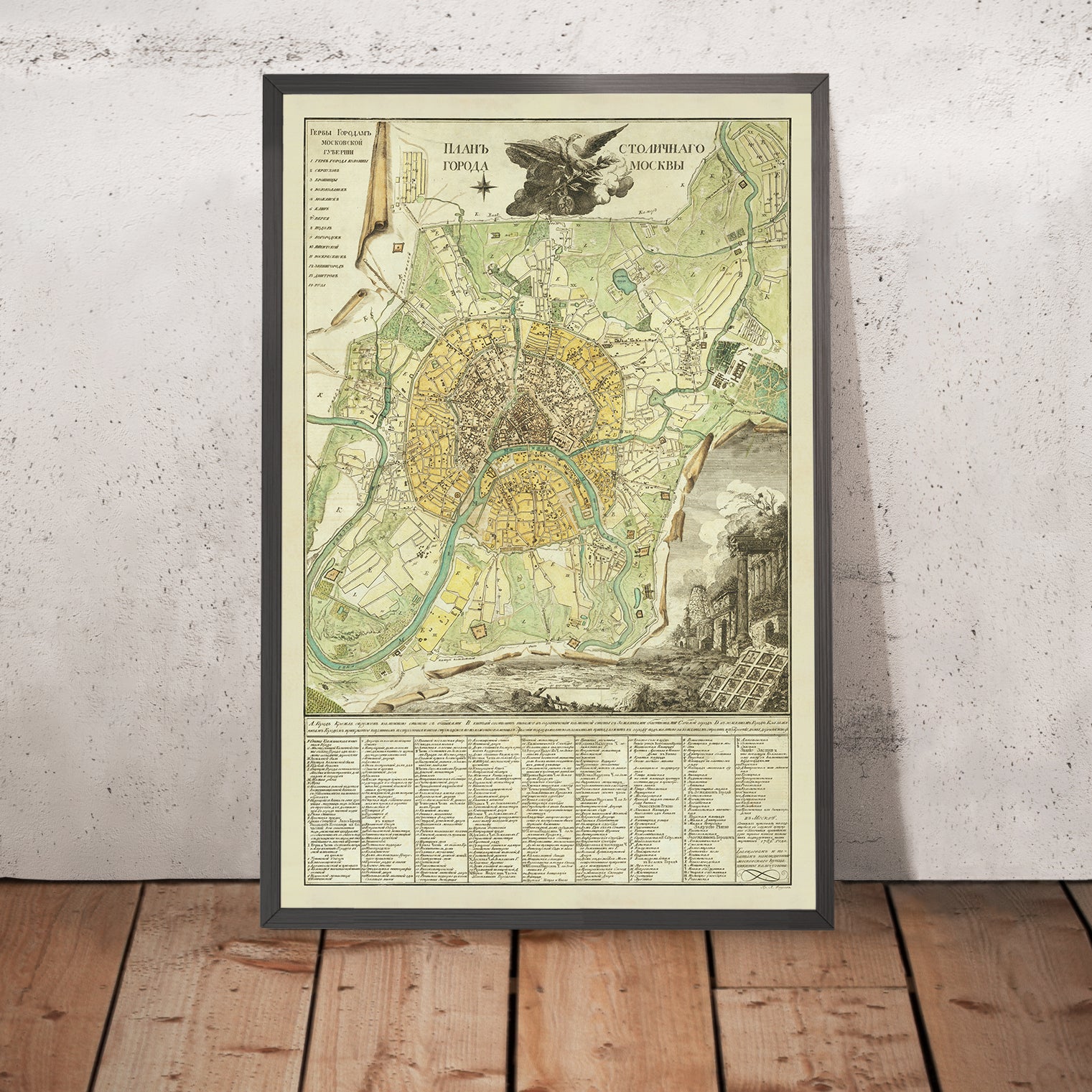 Old Map of Moscow by Ivan Marchenkov, 1789: Kremlin, St Basil's Cathed ...