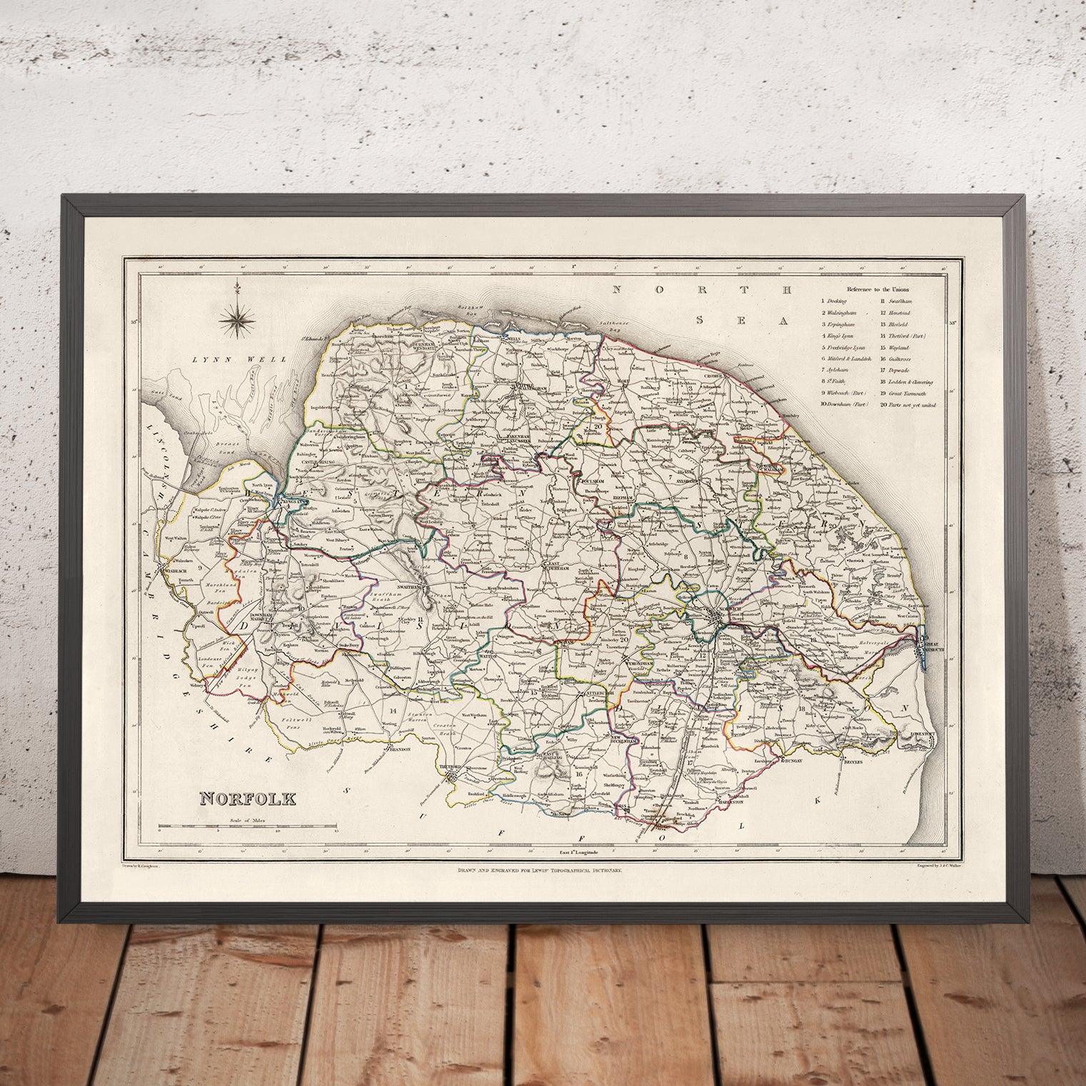 Old Map of Norfolk by Samuel Lewis, 1844: Norwich, King's Lynn, Great ...