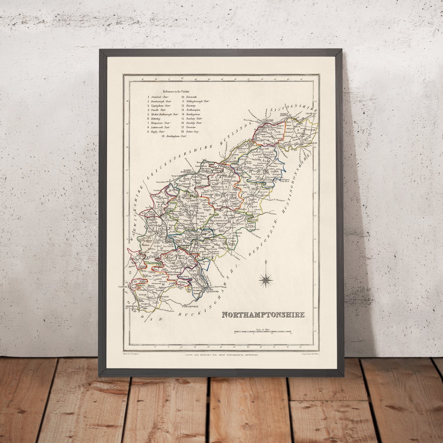 Old Map of Northamptonshire by Samuel Lewis, 1844: Northampton, Ketter ...