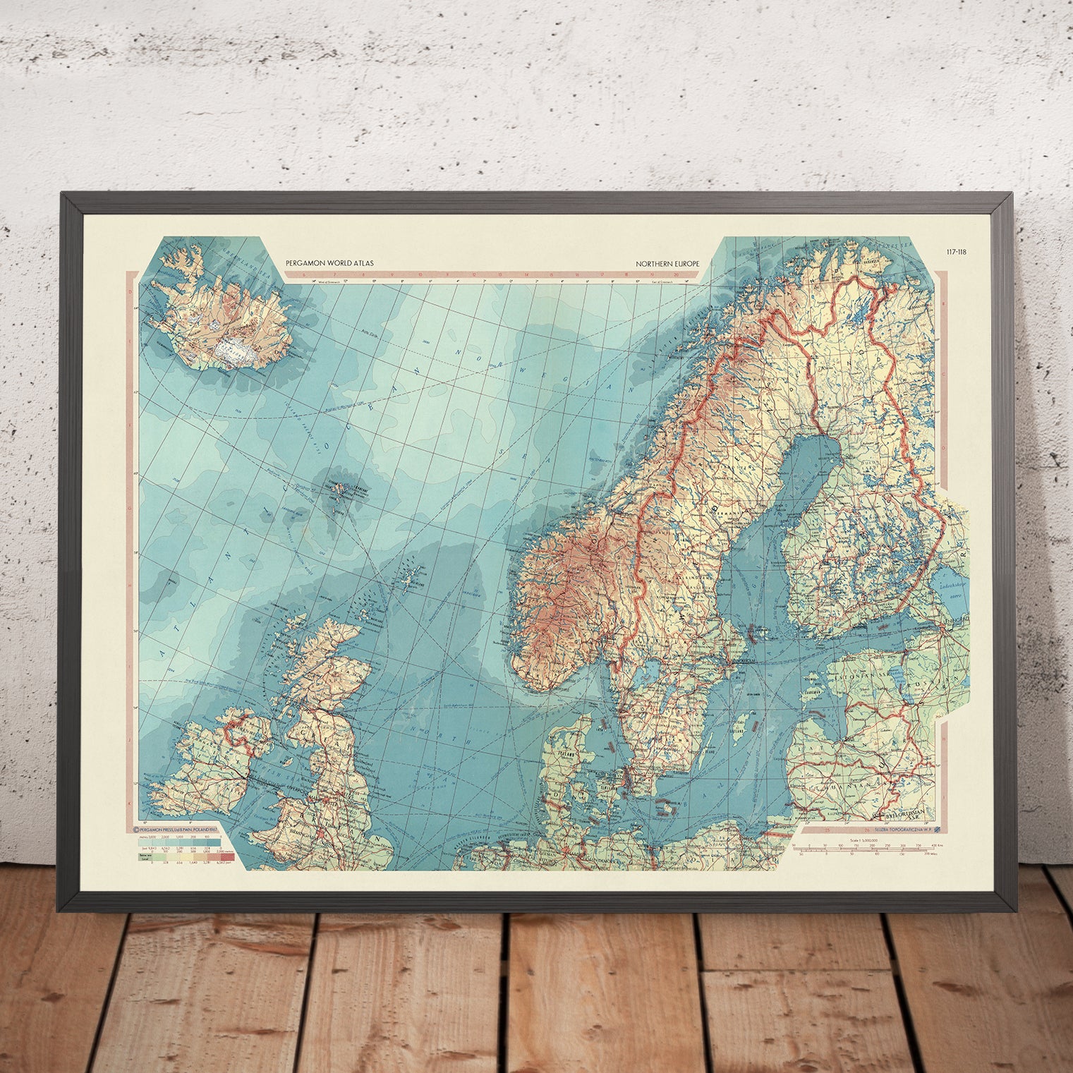 Old Map of Northern Europe, 1967: Scandinavia, British Isles, Iceland ...