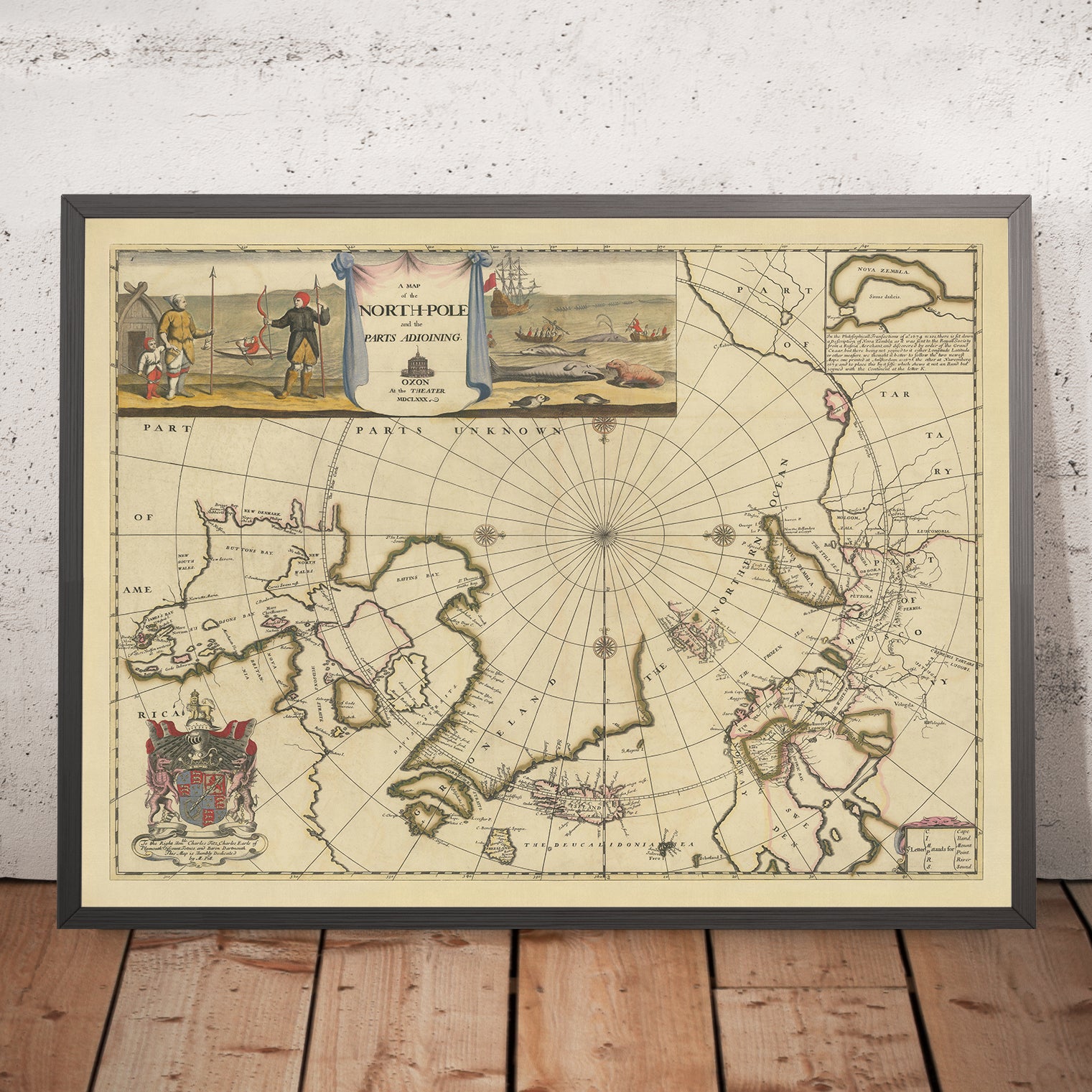 Old Map of the North Pole by Pitt, 1680: Early English Map, Mythical I ...