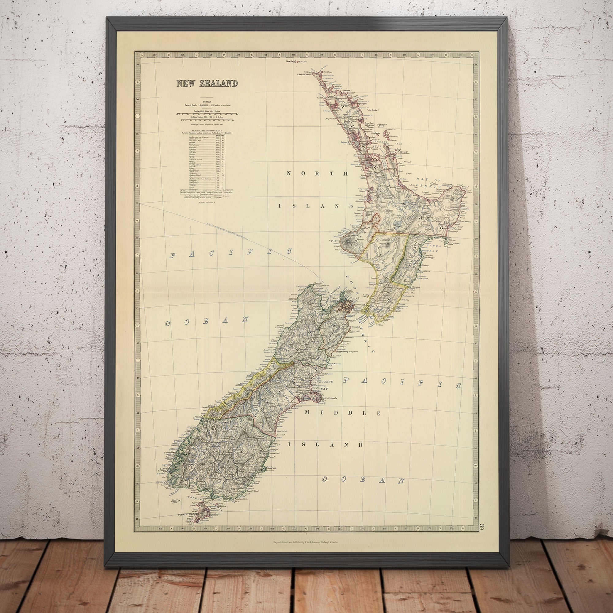 Old Map of New Zealand in 1879 by AK Johnston - Auckland, Christchurch ...