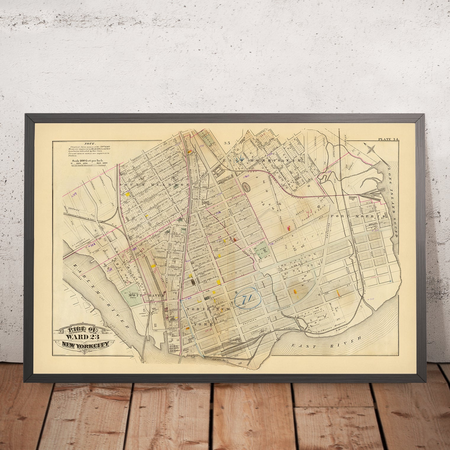 Old Map of the Bronx, NYC by Bromley, 1879: South Melrose, Mott Haven ...