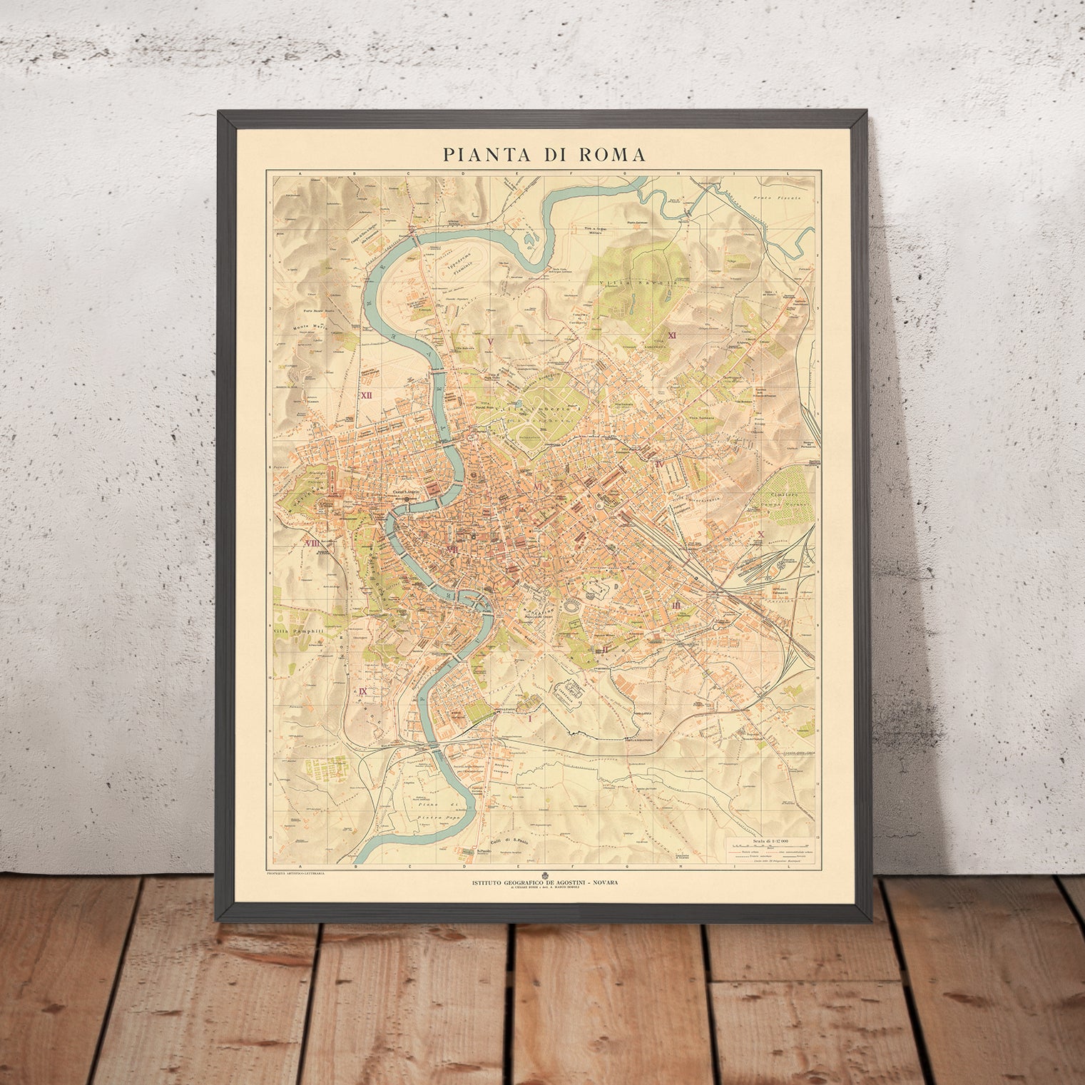 Rare Old Plan Map of Rome, 1921: Vatican, Colosseum, Trevi Fountain, V ...