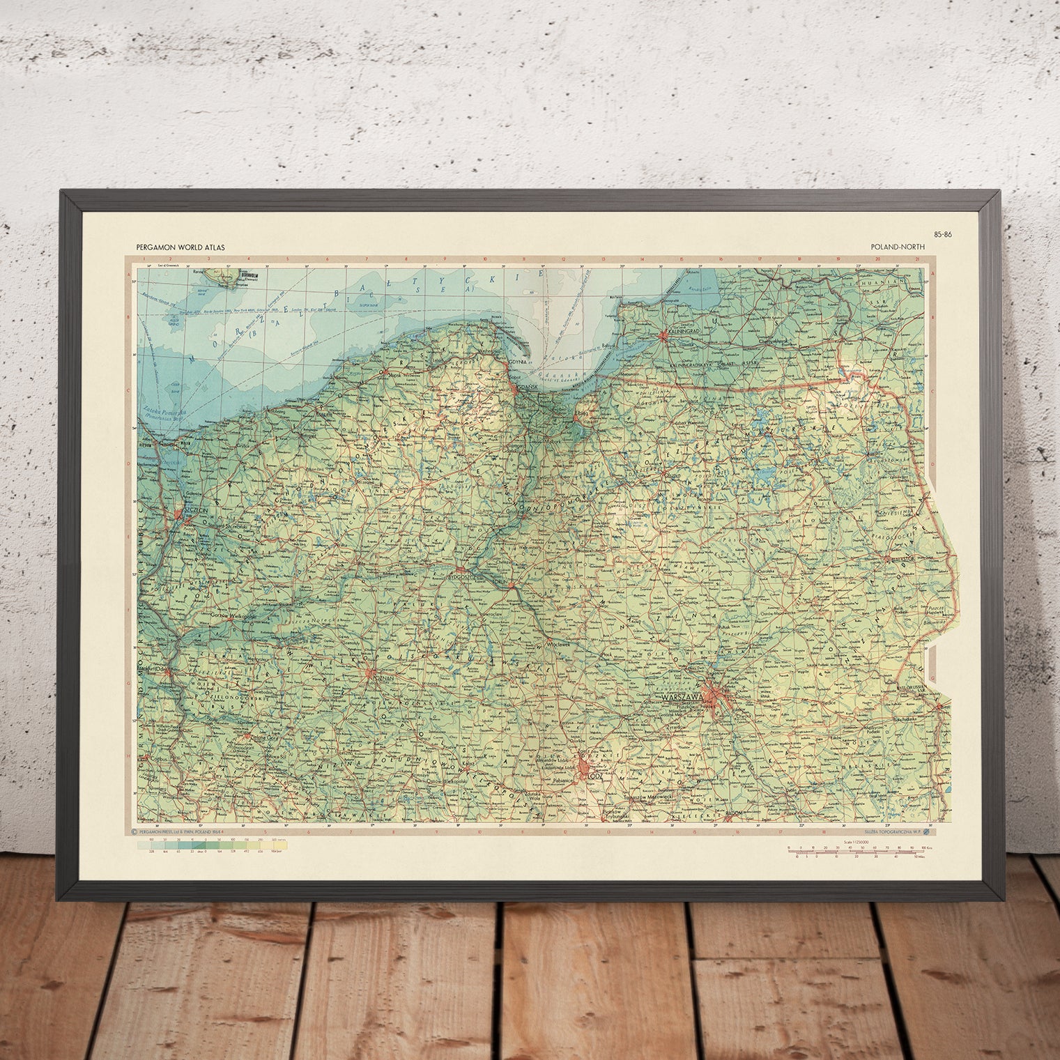Old Map of Poland, 1967: Gdansk, Warsaw, Bialystok, Kaliningrad, Vistu ...