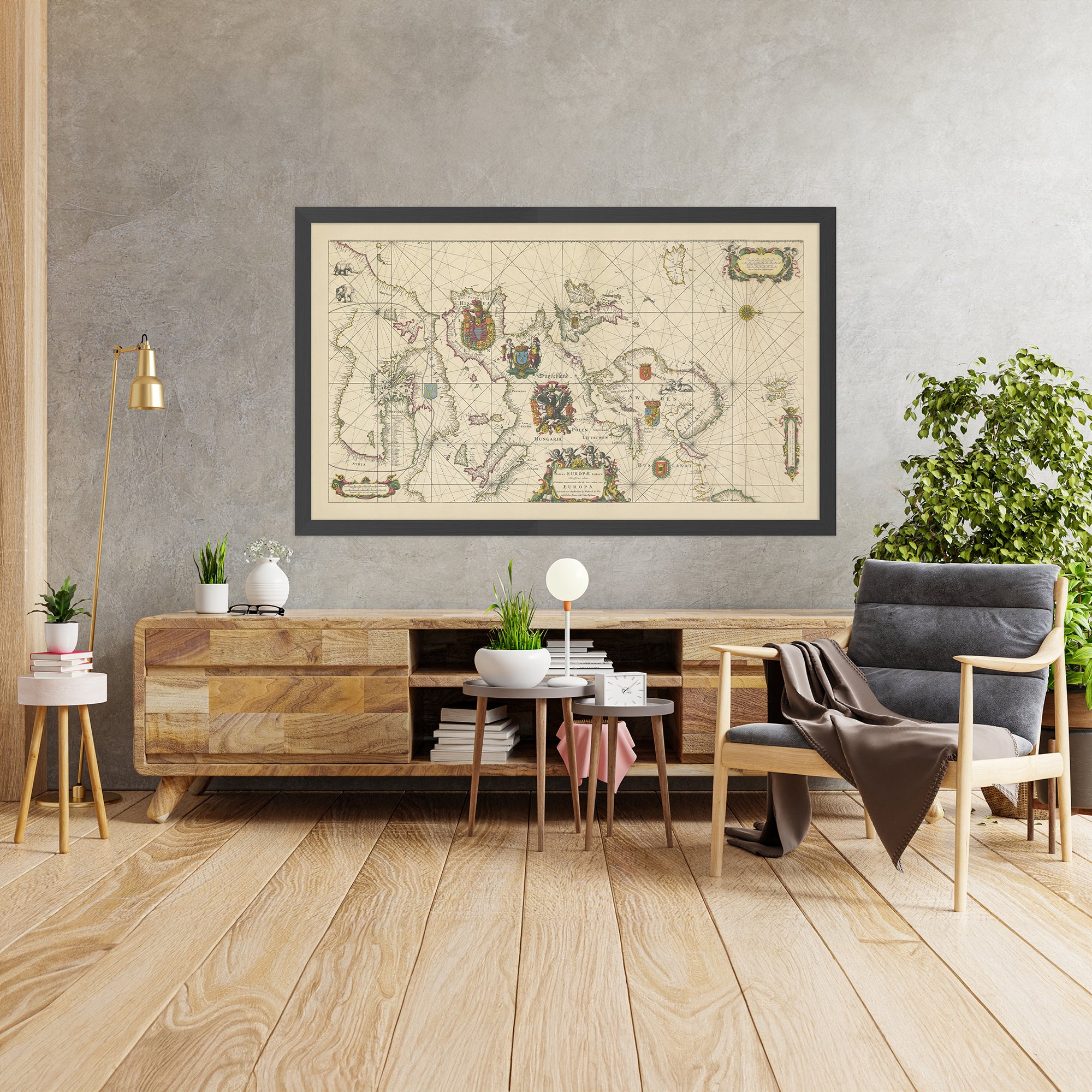 Old Portolan Map of Europe by De Wit, 1675: Naval Chart, Mediterranean ...