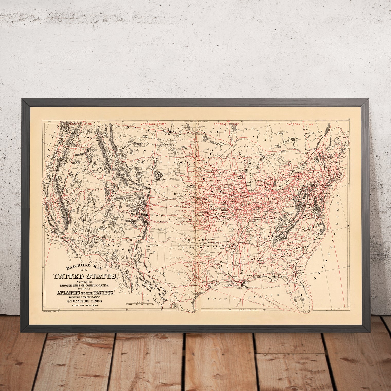 Old Railroad Map of the United States by Samuel Mitchell, 1890: Atlant ...