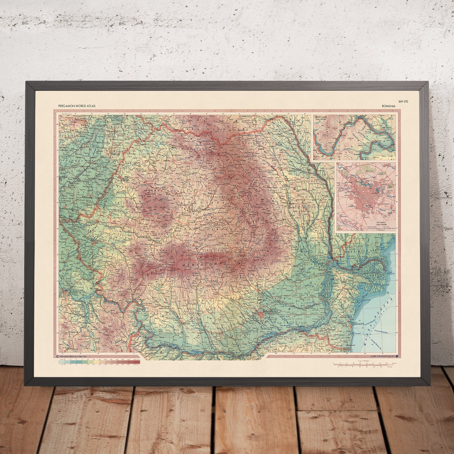 Old Map of Romania, 1967: Bucharest, Cluj-Napoca, Timișoara, Carpathia ...