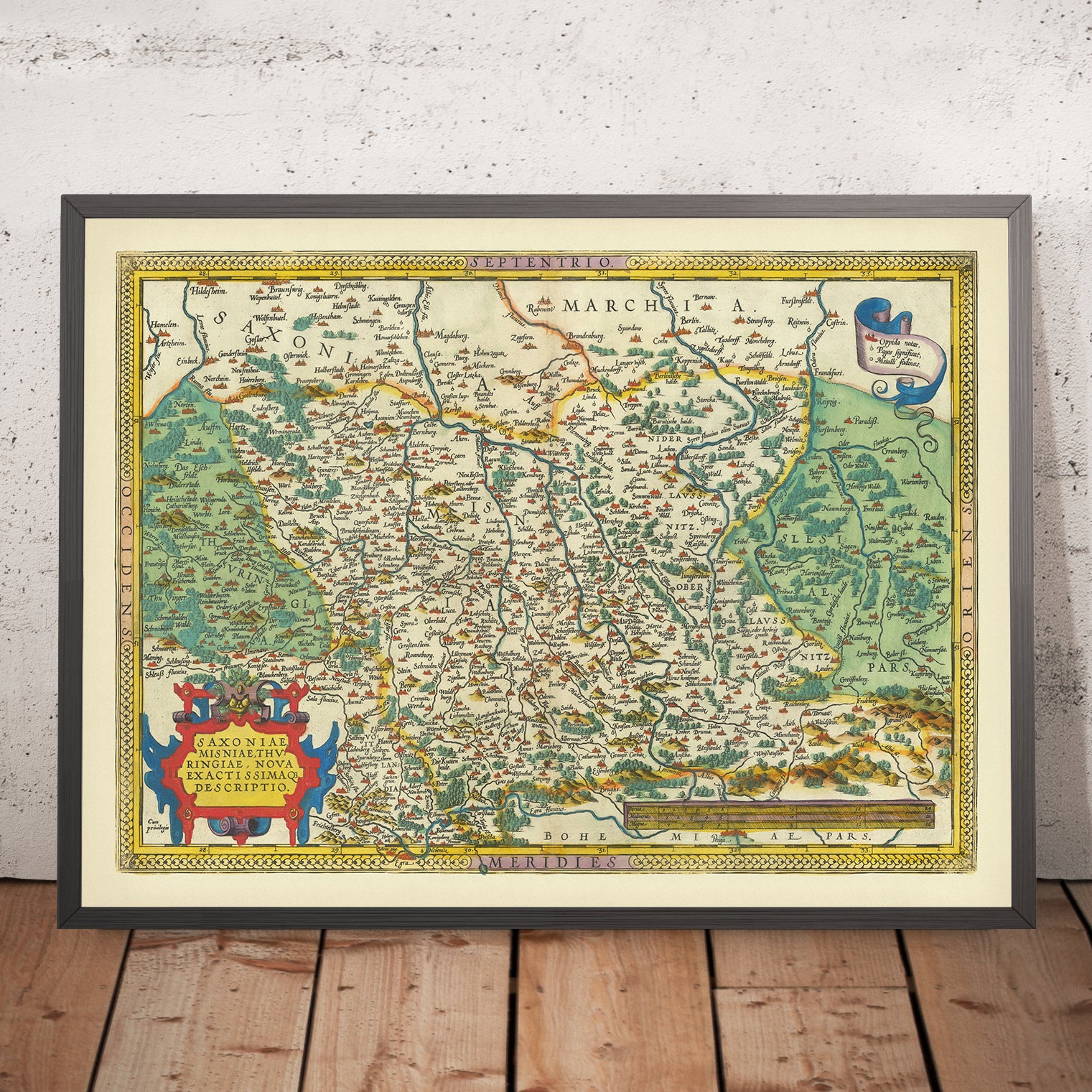 Old Map of Saxony by Ortelius, 1595: Berlin, Leipzig, Dresden, Elbe Ri ...
