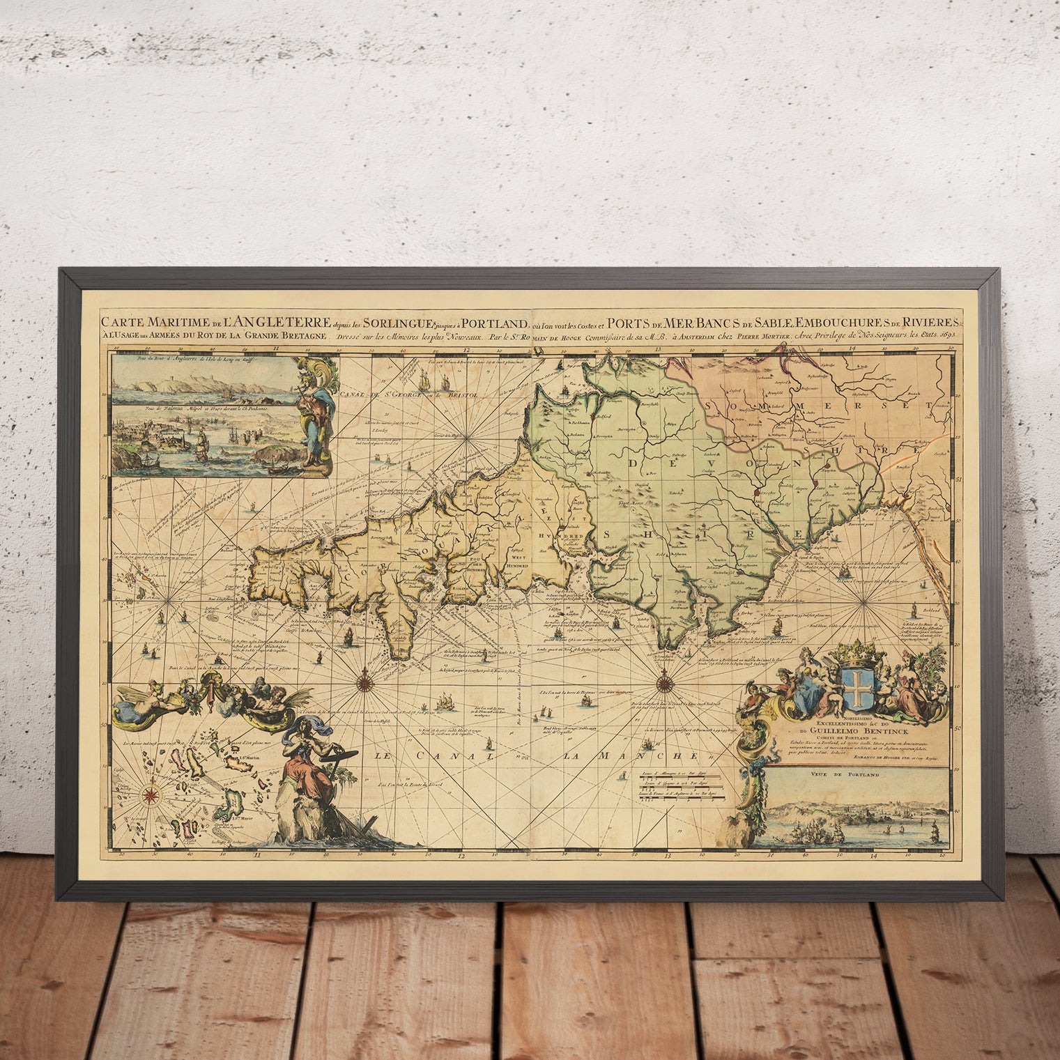 Old Map of Southwest England by Romeyn De Hooghe, 1693: Cornwall, Devo ...