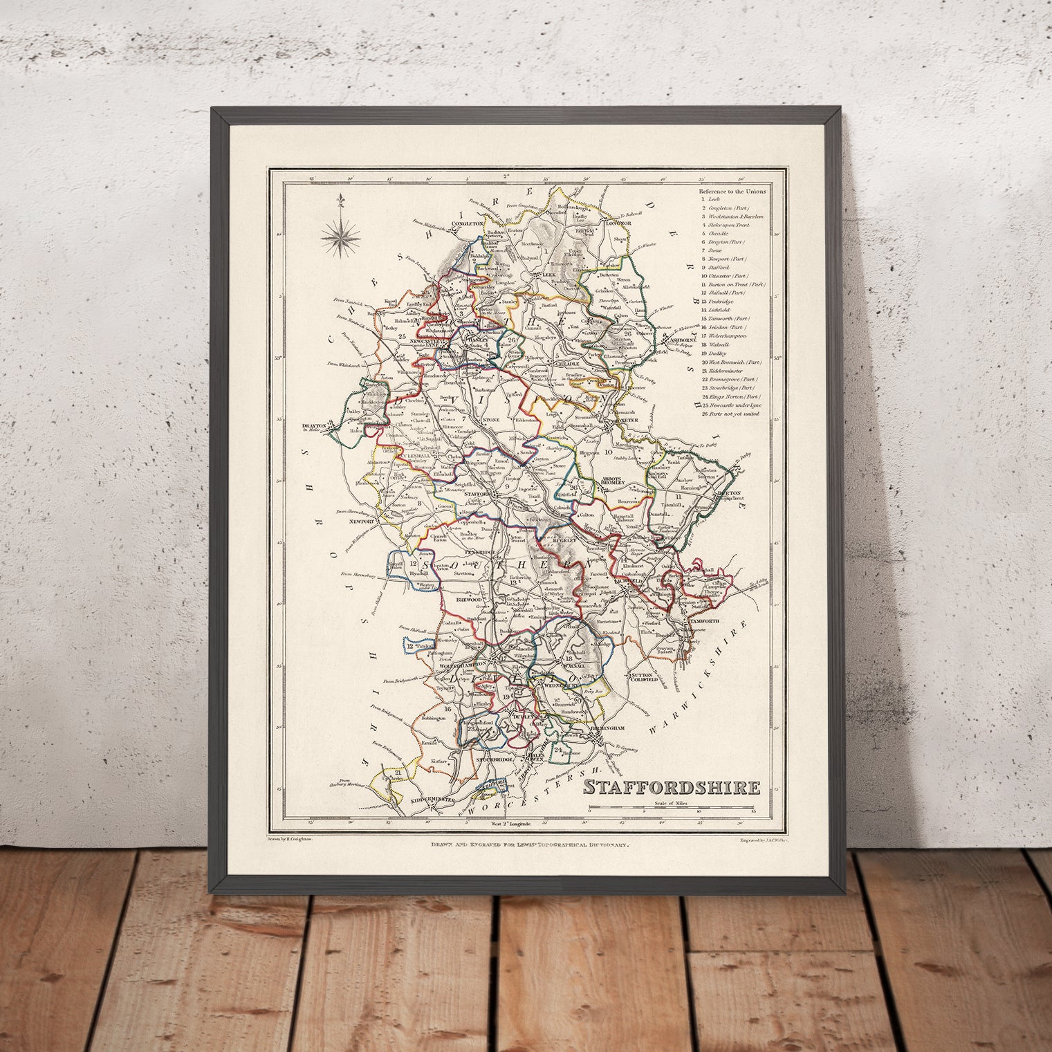 Old Map of Staffordshire by Samuel Lewis, 1844: Wolverhampton, Stoke-on ...