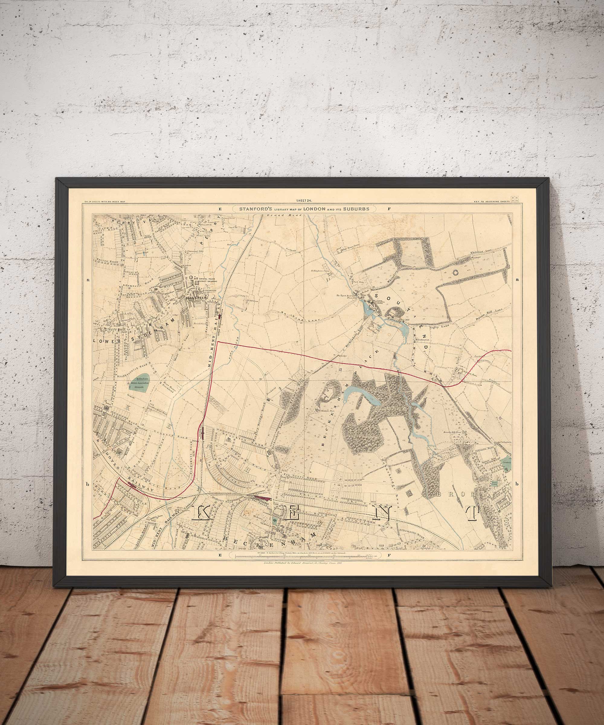 Old Colour Map of South East London, 1891 - Bromley, Beckenham ...