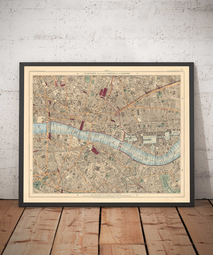 Old Colour Map of City of London, 1891 - London Bridge, St Pauls ...