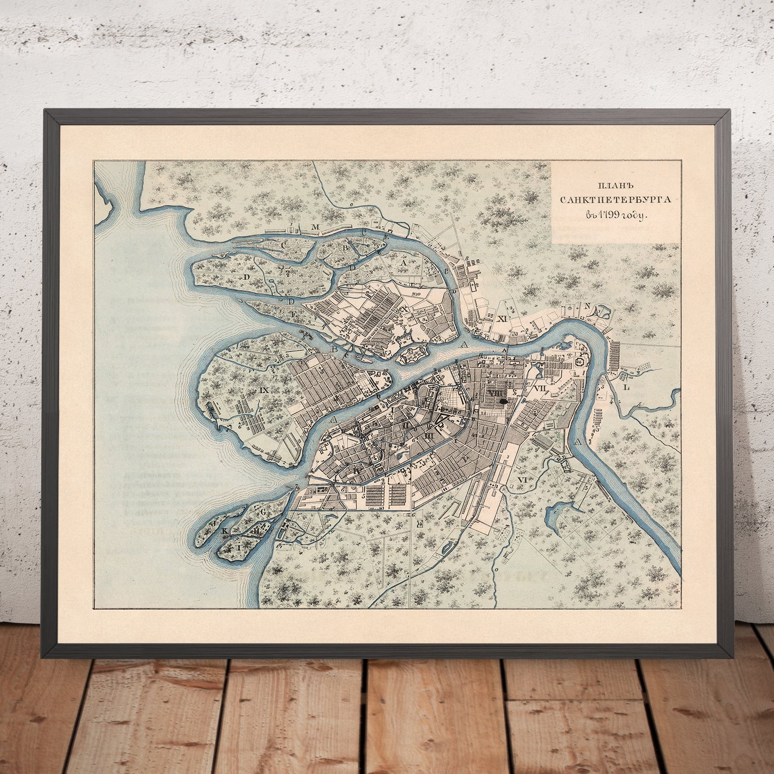 Old Map of Saint Petersburg, Russia by Tsylov, 1799: Districts, Rivers ...