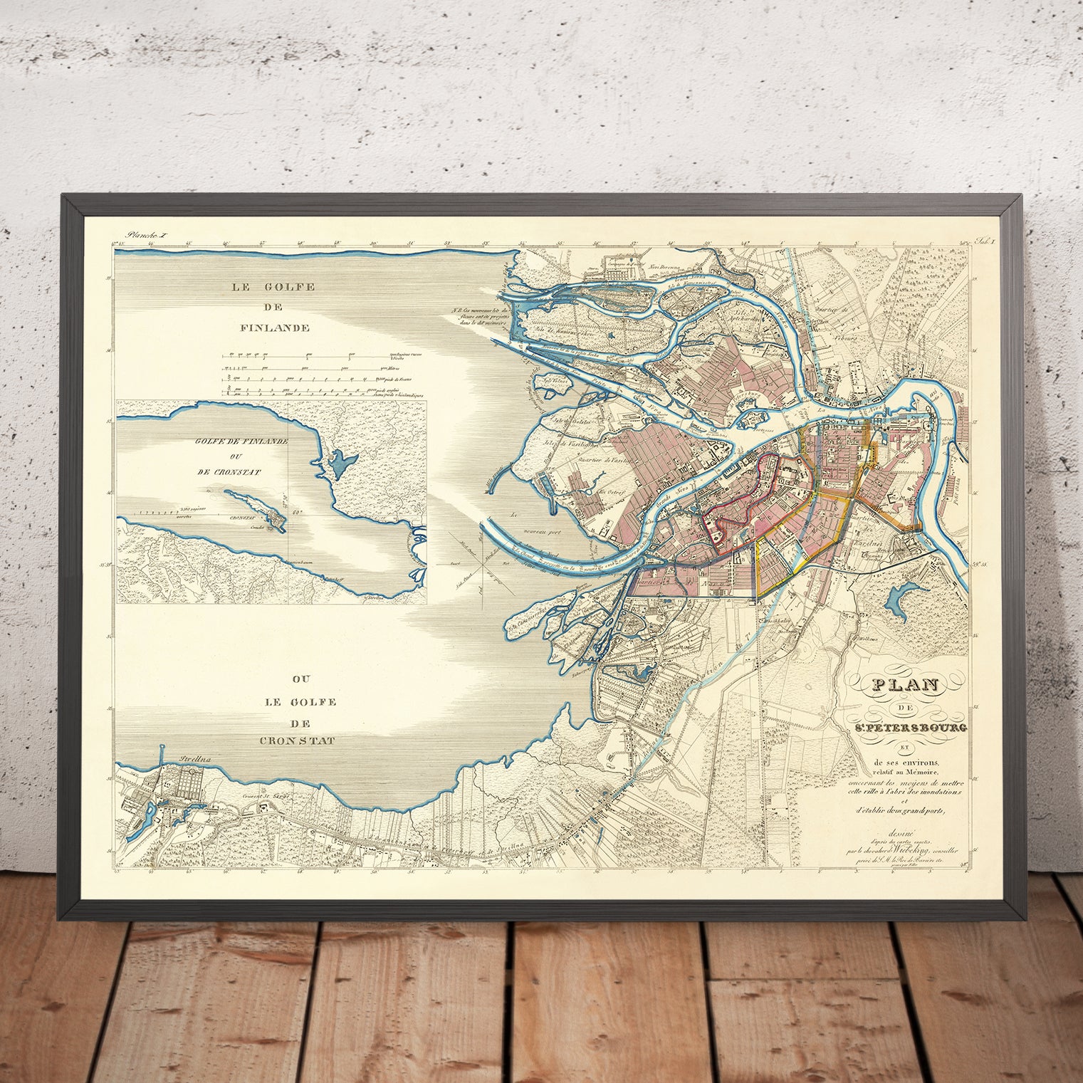 Old Map of Saint Petersburg by Wiebeking, 1840: Nevsky Prospect, Vasil ...