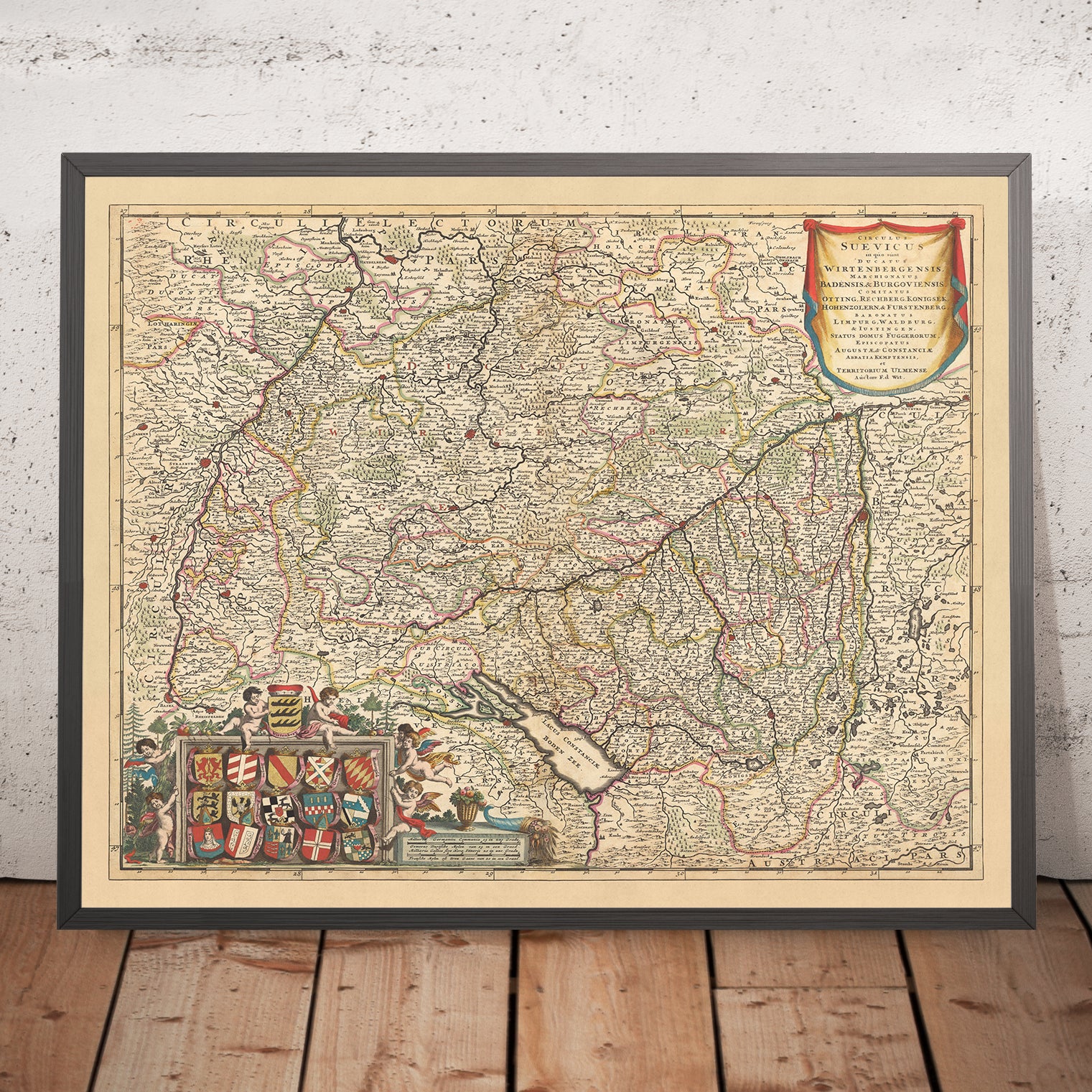 Alte Karte des Schwäbischen Kreises von Visscher, 1690: Stuttgart, Man ...