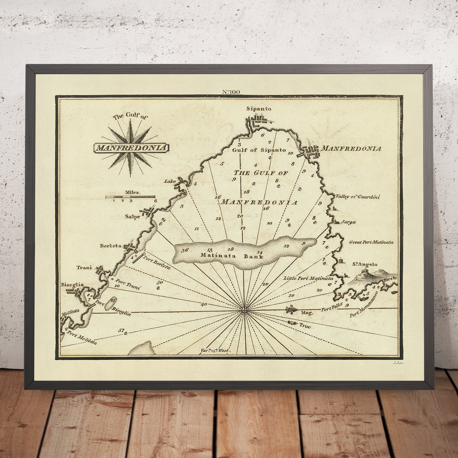 Old Gulf of Manfredonia, Italy Nautical Chart by Heather, 1802: Gargan ...