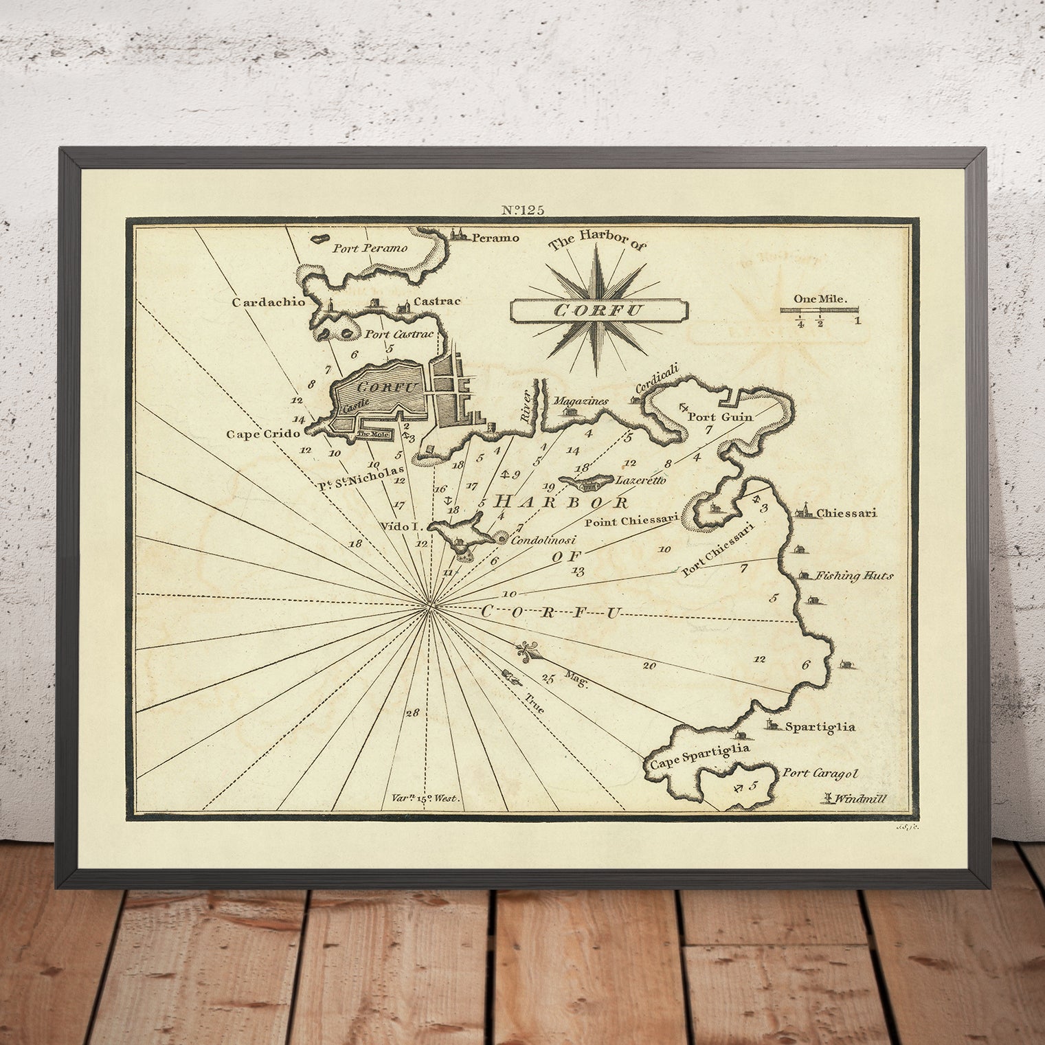 Old Corfu Harbor Nautical Chart by Heather, 1802: Venetian Fortresses, – The Unique Maps Co.