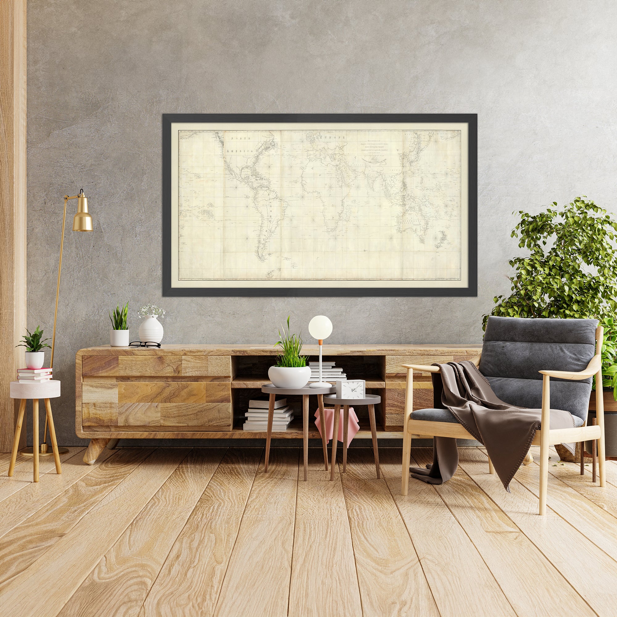 Old Nautical World Map by Heather, 1828: East India Company Nautical P ...