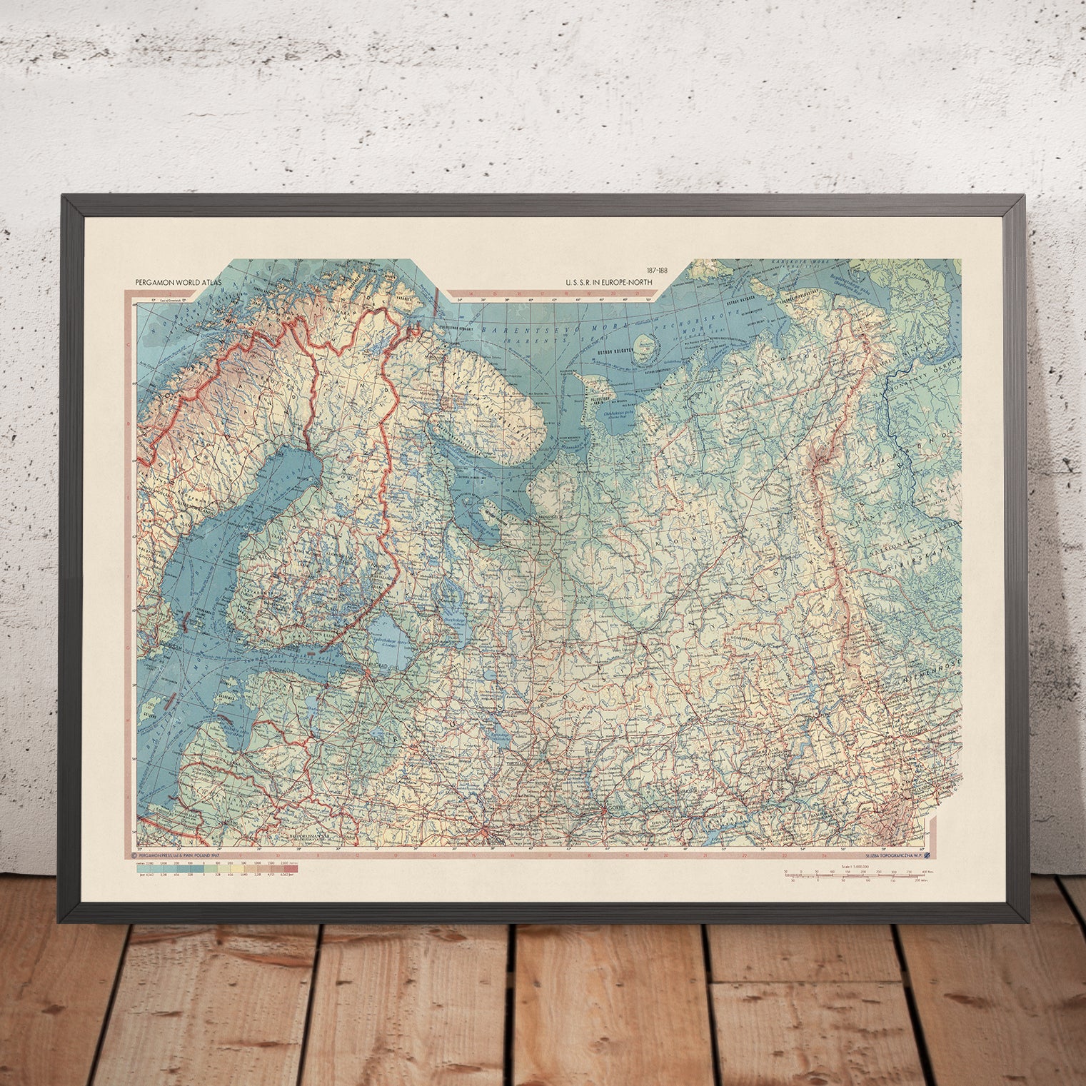 Old Map of USSR in North Europe, 1967: Estonia, Finland, Latvia, Russi ...