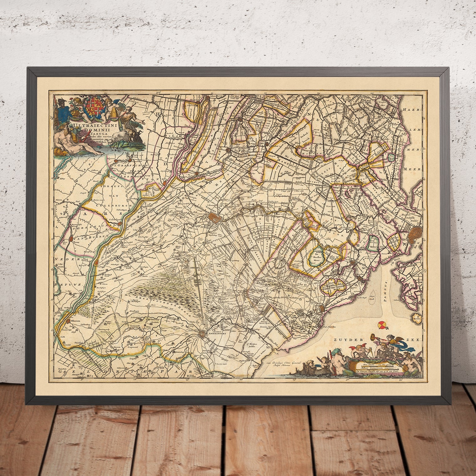 Old Map of Utrecht by Visscher, 1690: Amsterdam, Amersfoort, Hilversum ...